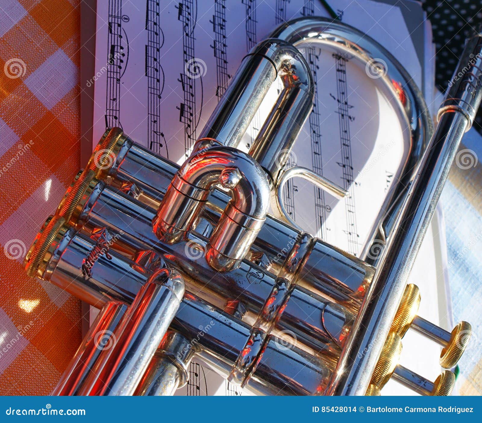 Trumpet on Musical Score, Wind Instrument Stock Photo - Image of ...
