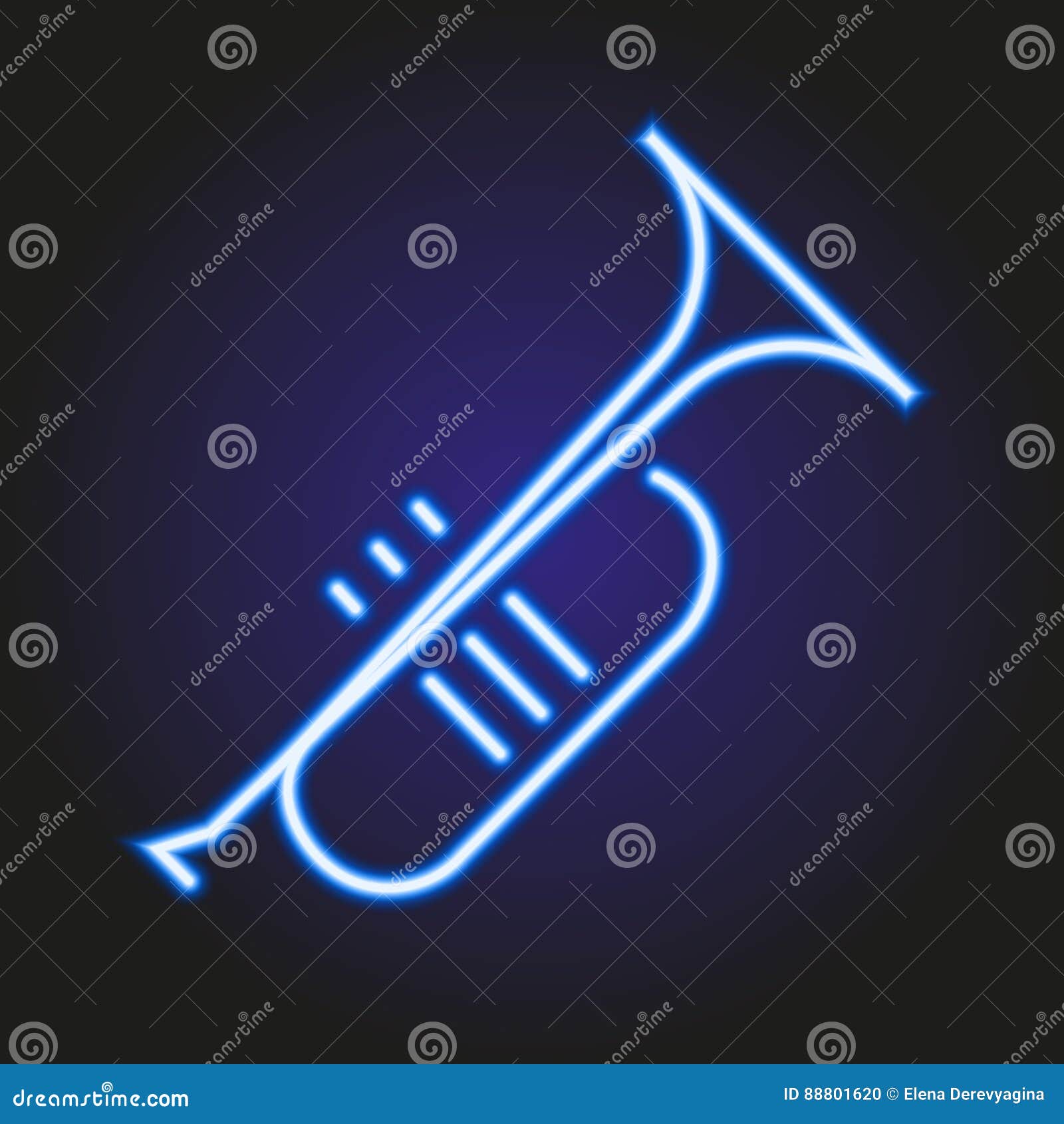 Trumpet Neon Blue Glowing of Illustration Stock Illustration ...