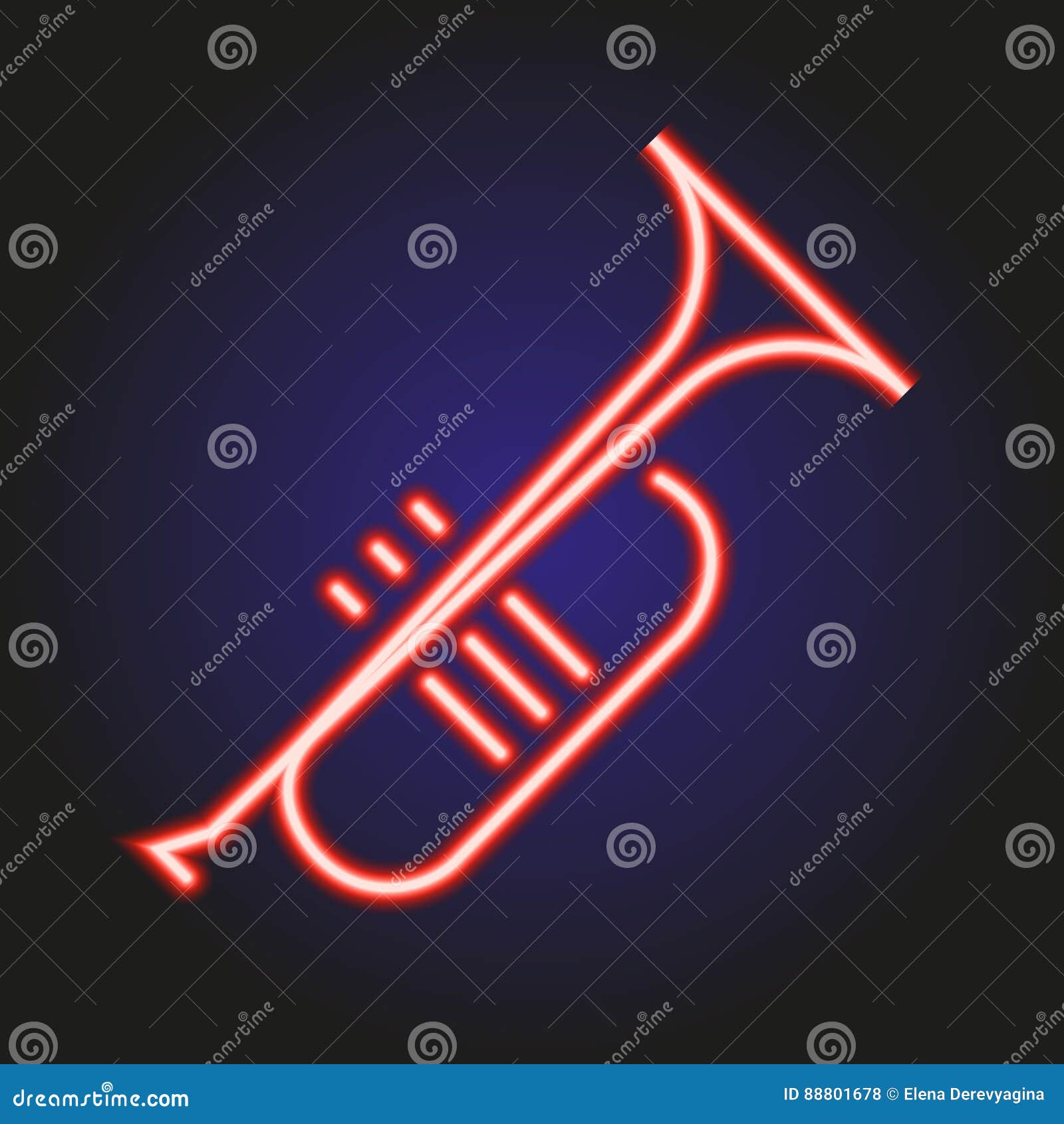 Trumpet Neon Red Glowing of Illustration Stock Illustration ...