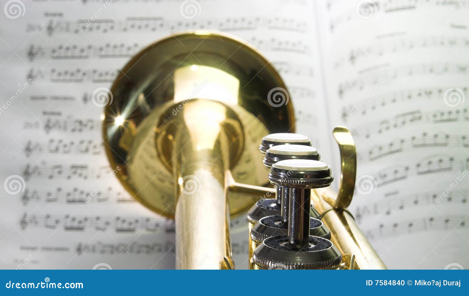 Trumpet at notes stock photo. Image of mouthpiece, playing - 7584840