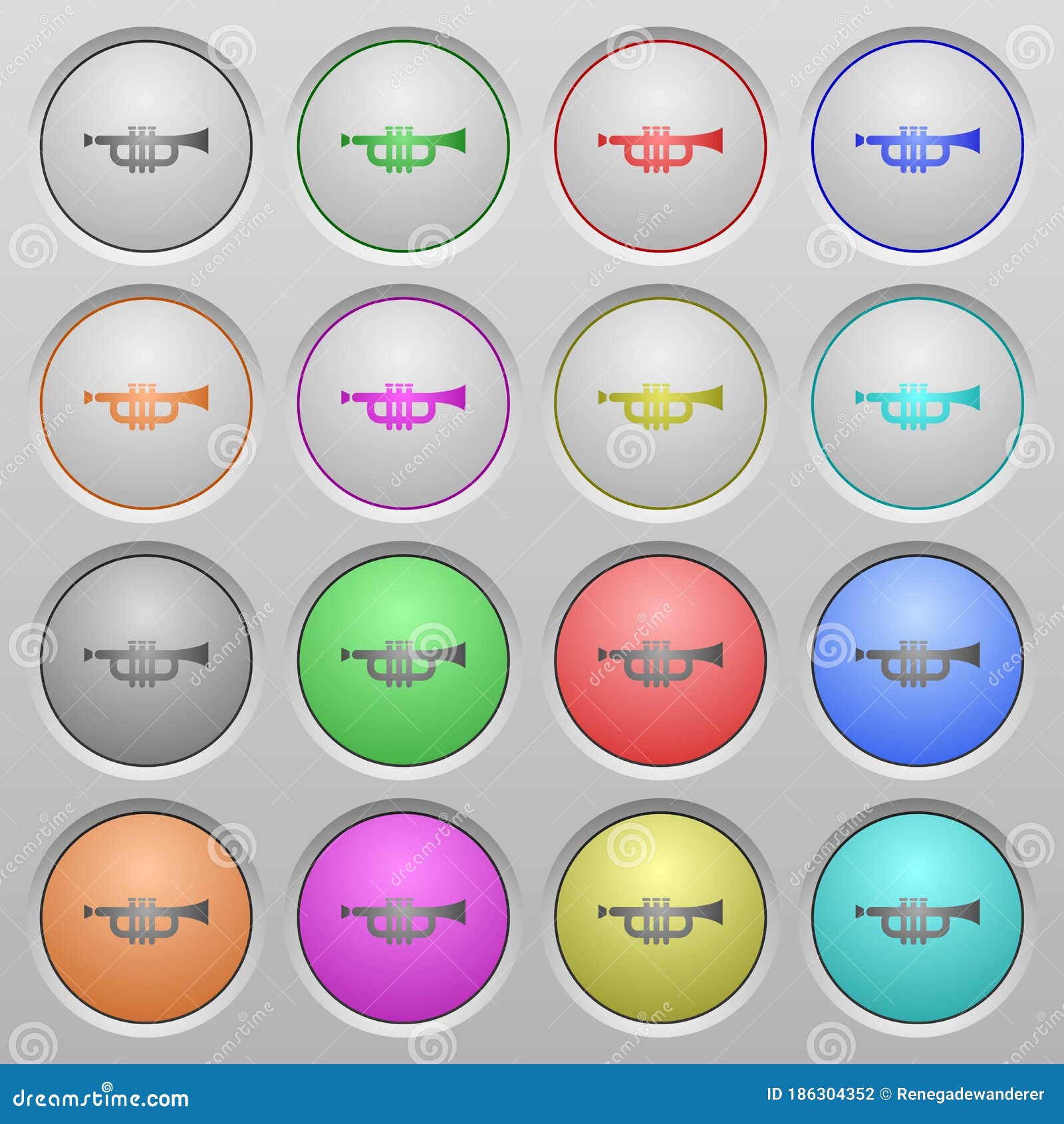 Trumpet Plastic Sunk Buttons Stock Illustration - Illustration of ...