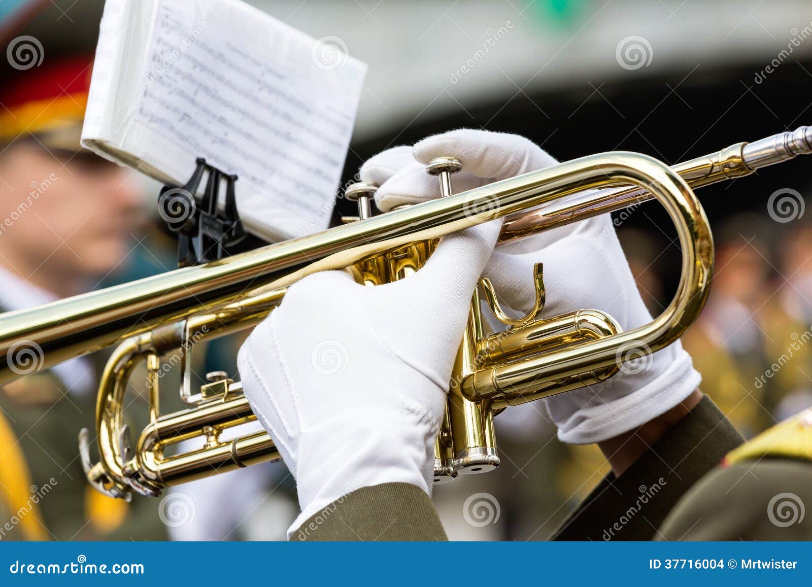 Trumpet Player in Military Band Stock Photo - Image of performer ...
