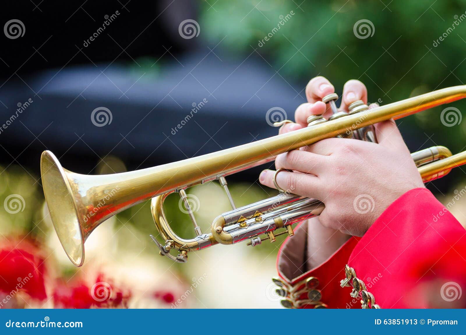Trumpet player, outdoor stock image. Image of musician - 63851913