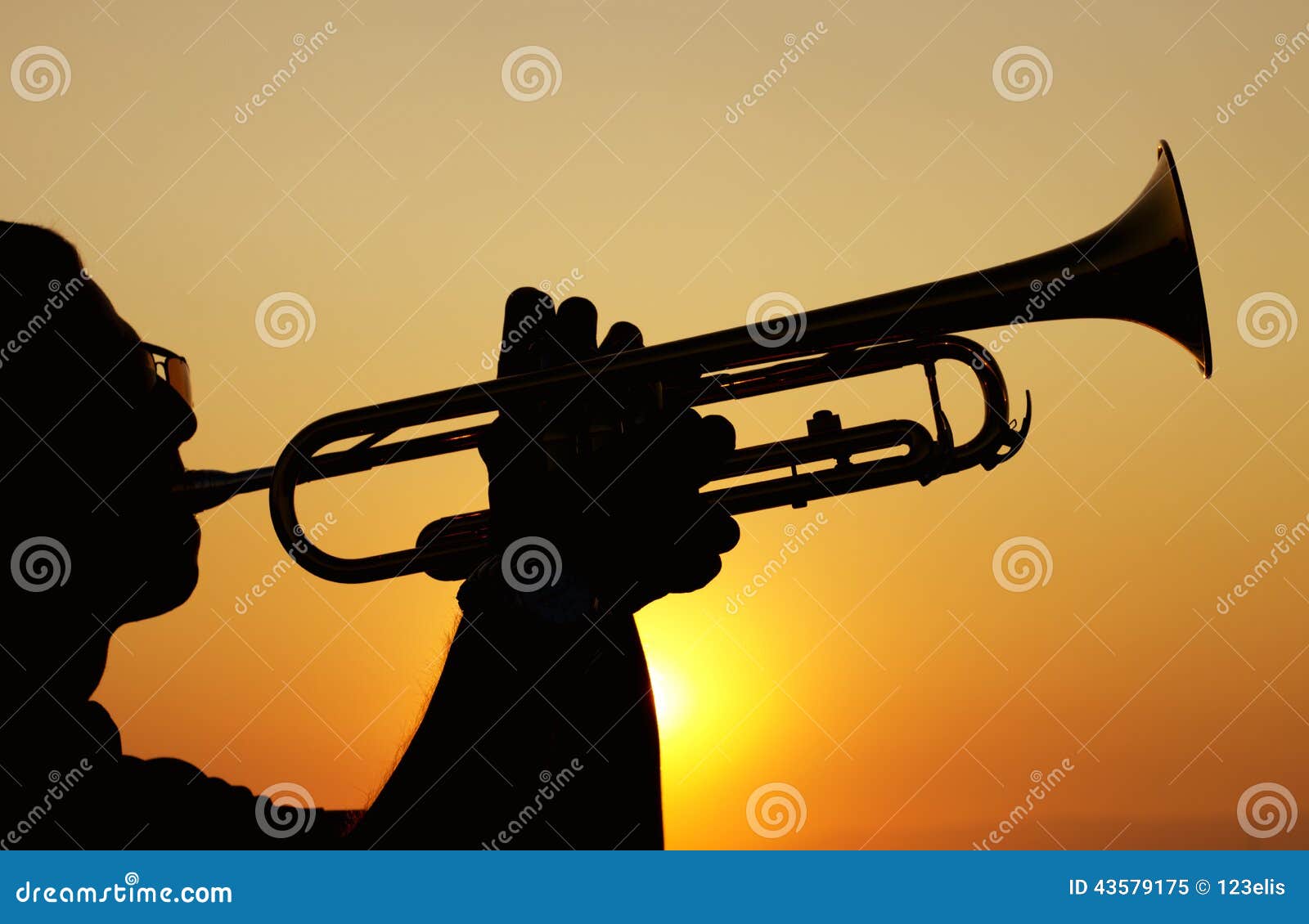 Trumpet Player stock image. Image of player, dusk, blow - 43579175