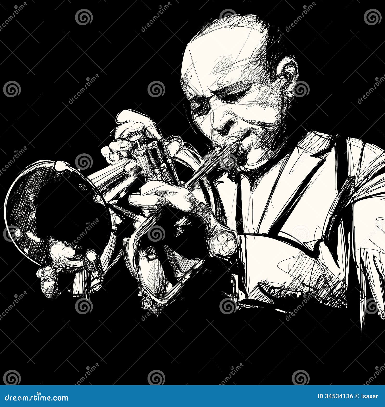 Trumpet player stock vector. Illustration of brass, trumpet - 34534136