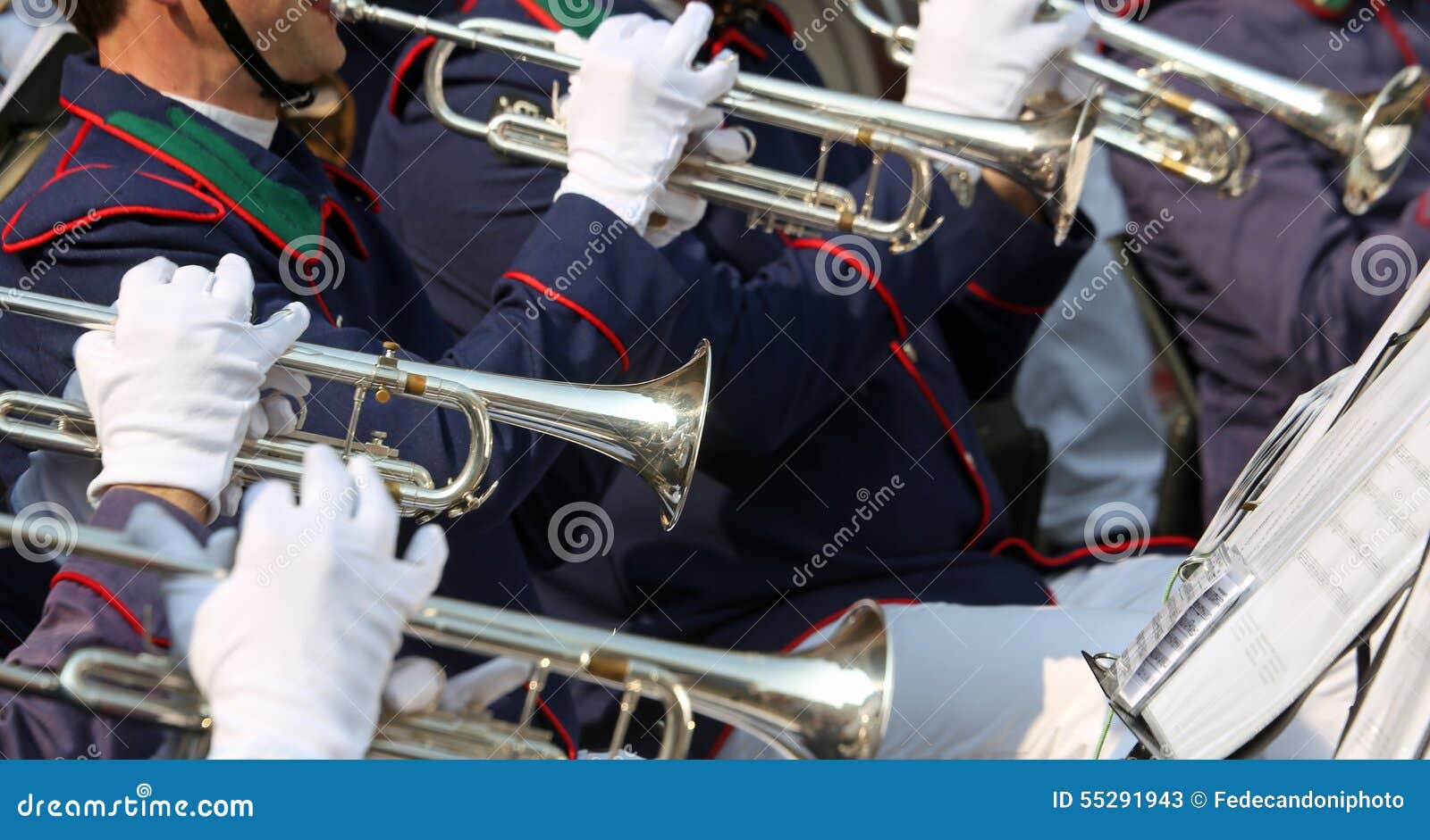 Trumpet Players in the Orchestra during a Performance Stock Image ...