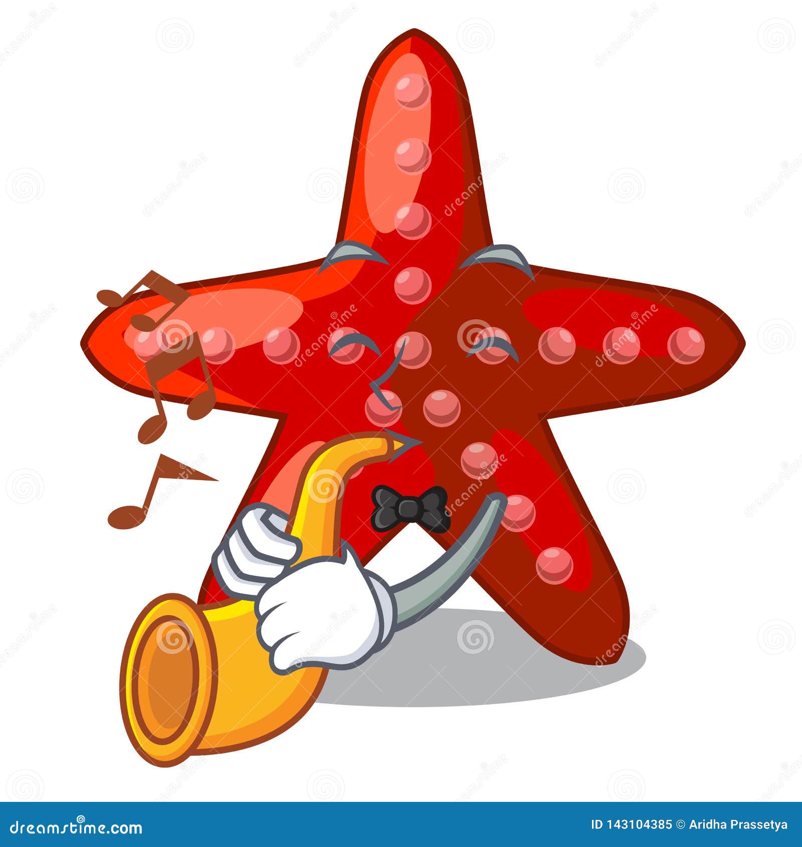 With Trumpet Starfish Isolated With In The Cartoons Vector Illustration ...