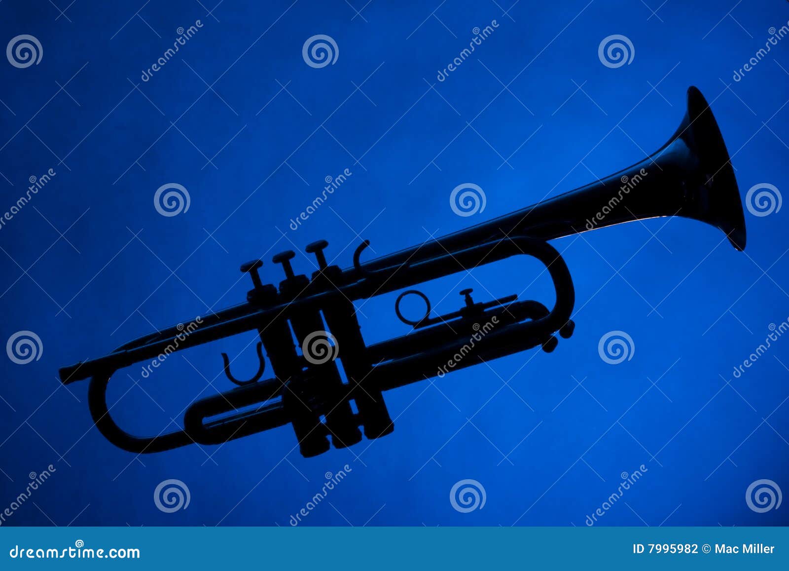 Trumpet Silhouette Blue stock photo. Image of photograph - 7995982