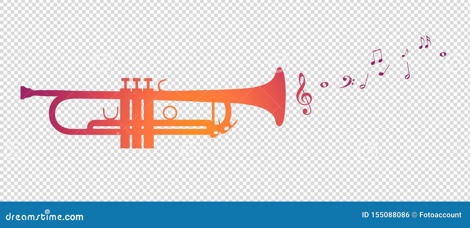 Trumpet Silhouette With Flying Notes - Vector Illustration - Isolated ...