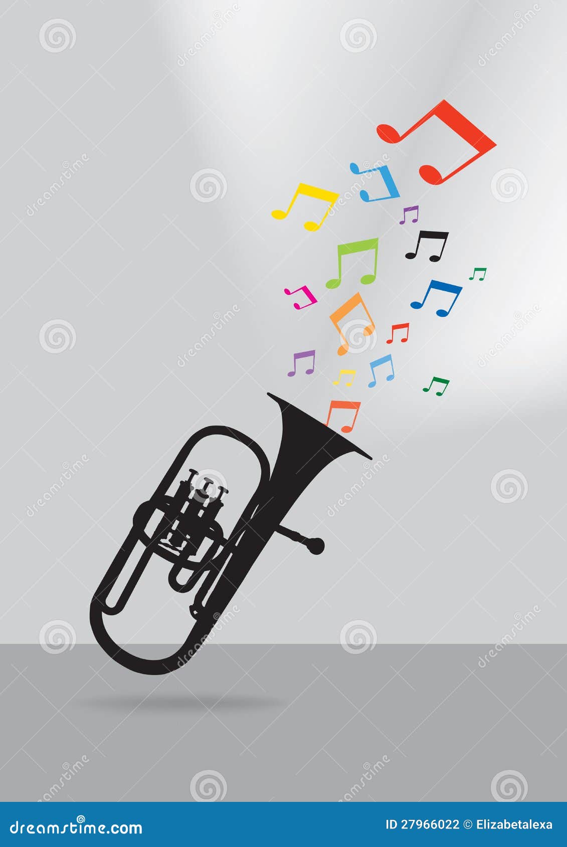 Trumpet Silhouette With Flying Notes - Vector Illustration - Isolated ...
