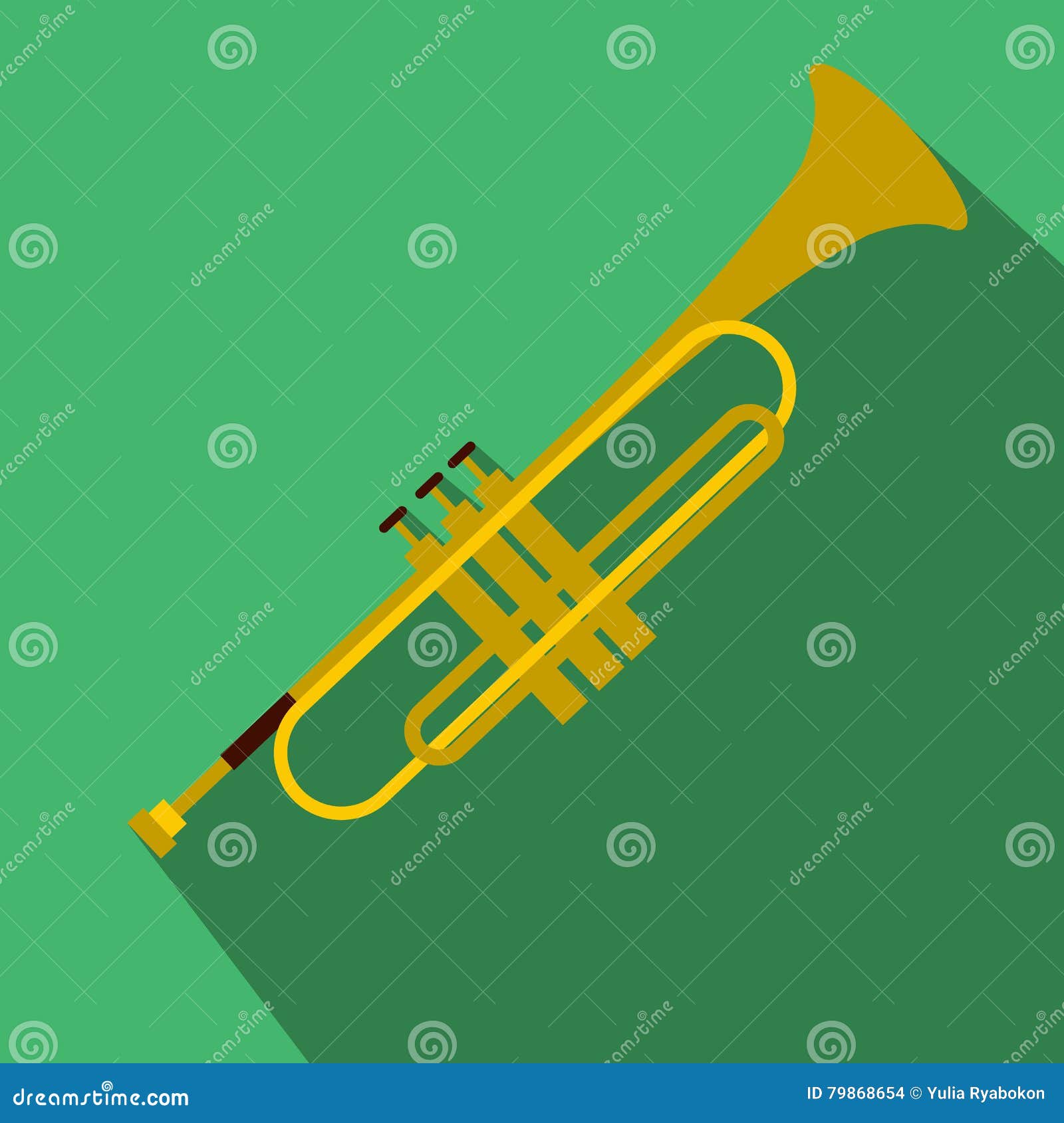 Trumpet simple flat icon stock vector. Illustration of design - 79868654