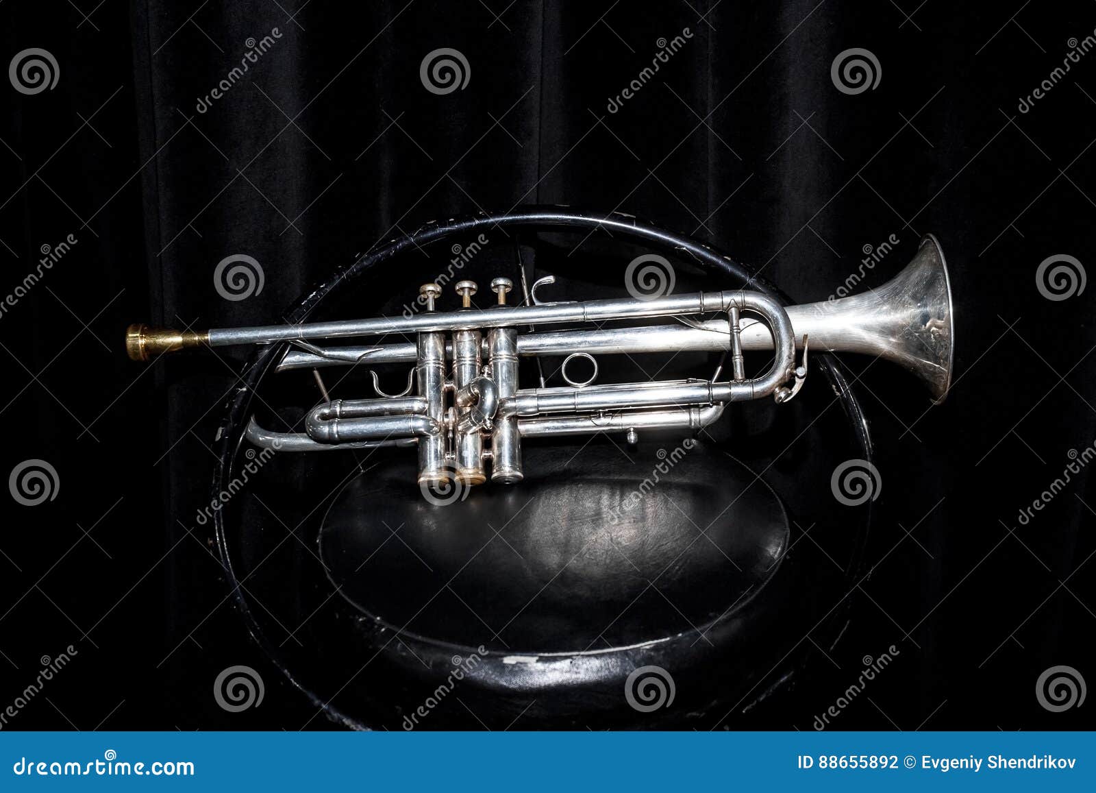 Trumpet on stage stock photo. Image of funk, theatre - 88655892