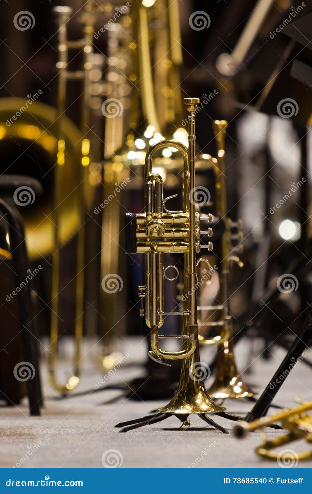 The Trumpet Standing on the Stage Stock Photo - Image of concert, arts ...