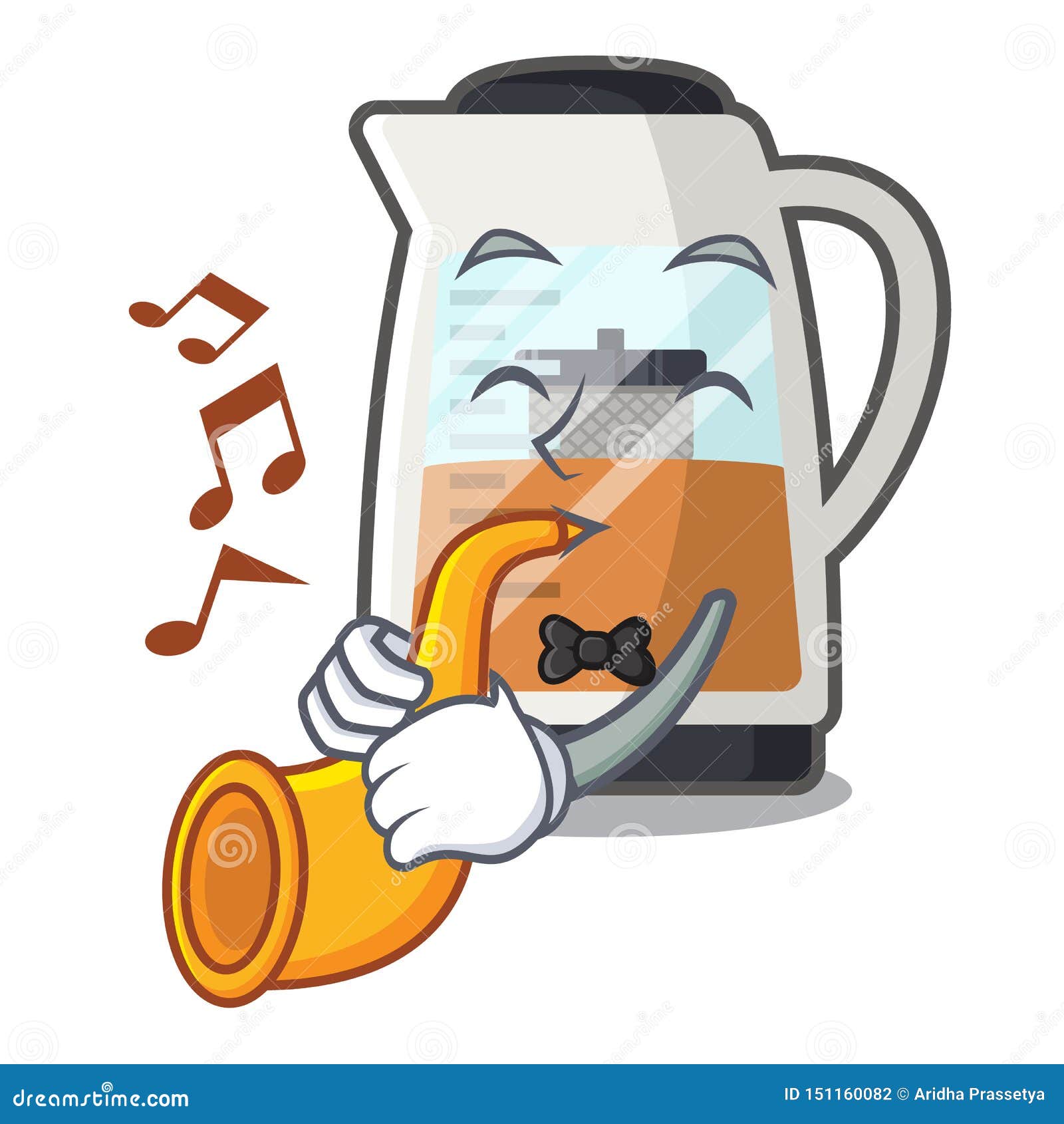 With Trumpet Tea Maker is Served in Cartoon Bottle Stock Vector ...