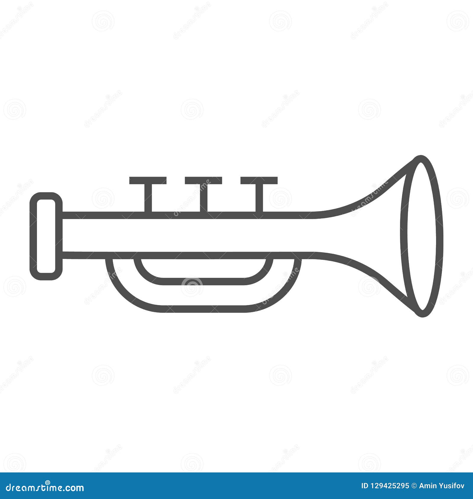 Bugle Line Drawing Cartoon Style. Brass Instrument Bugle Clipart ...