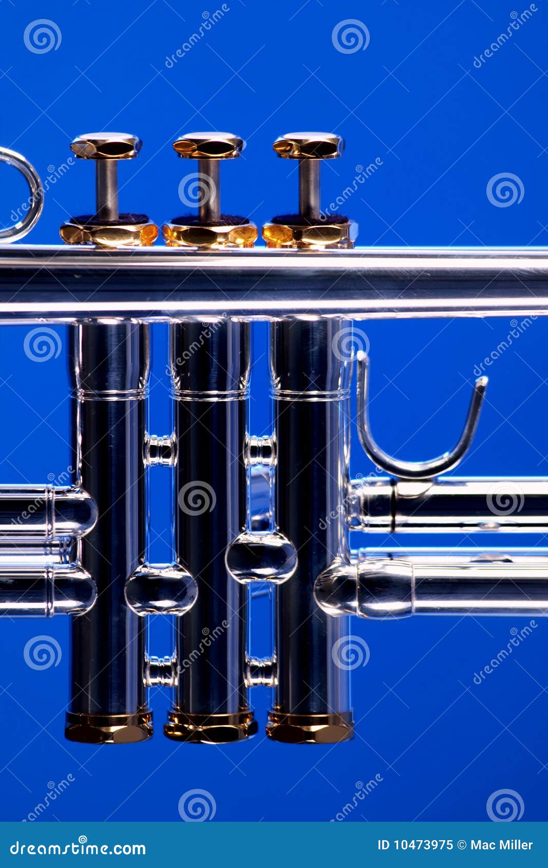 Trumpet Valves on Blue stock image. Image of vertical - 10473975