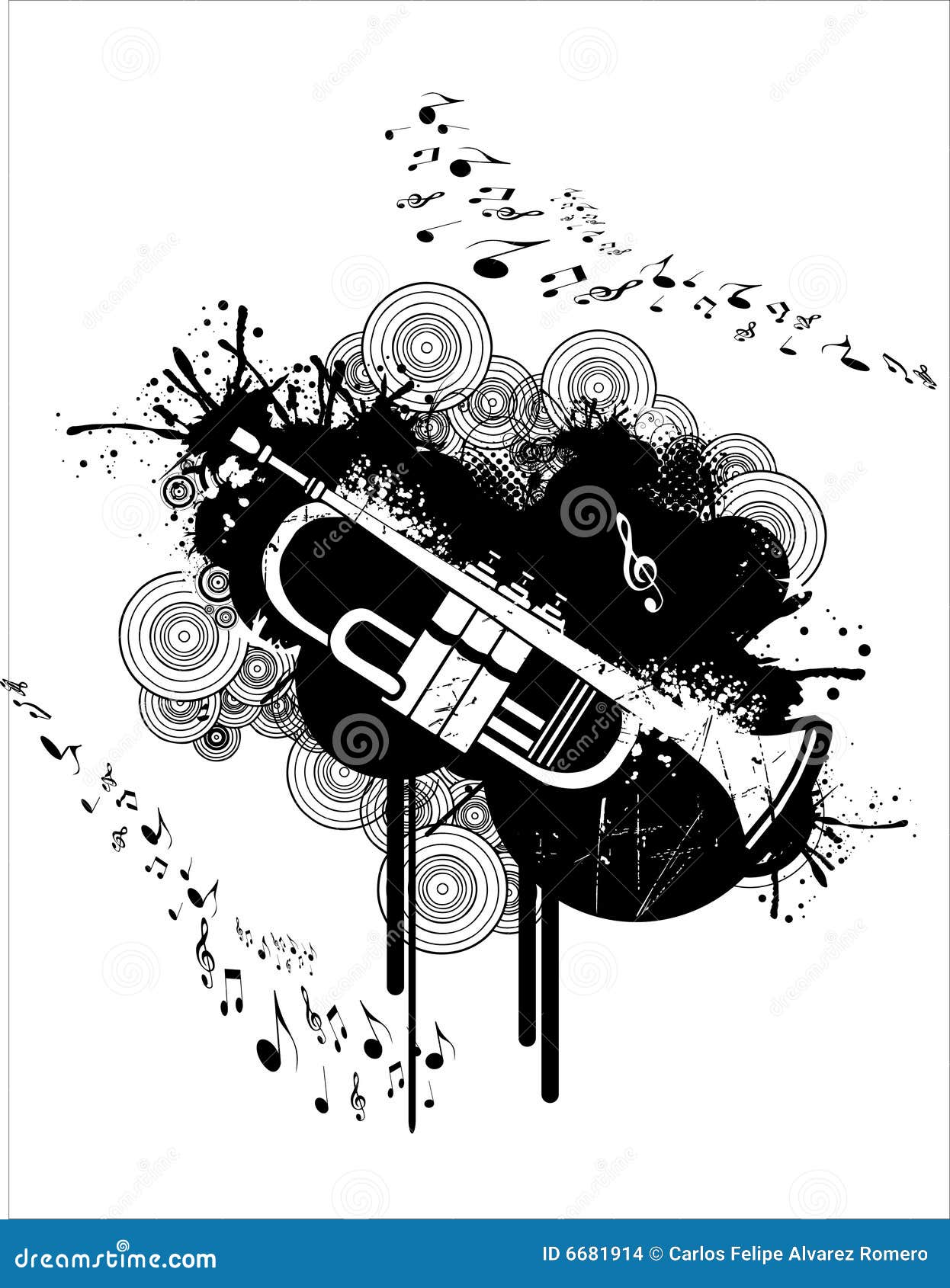 Trumpet Vector Silhouette Illustration Isolated On White Background ...