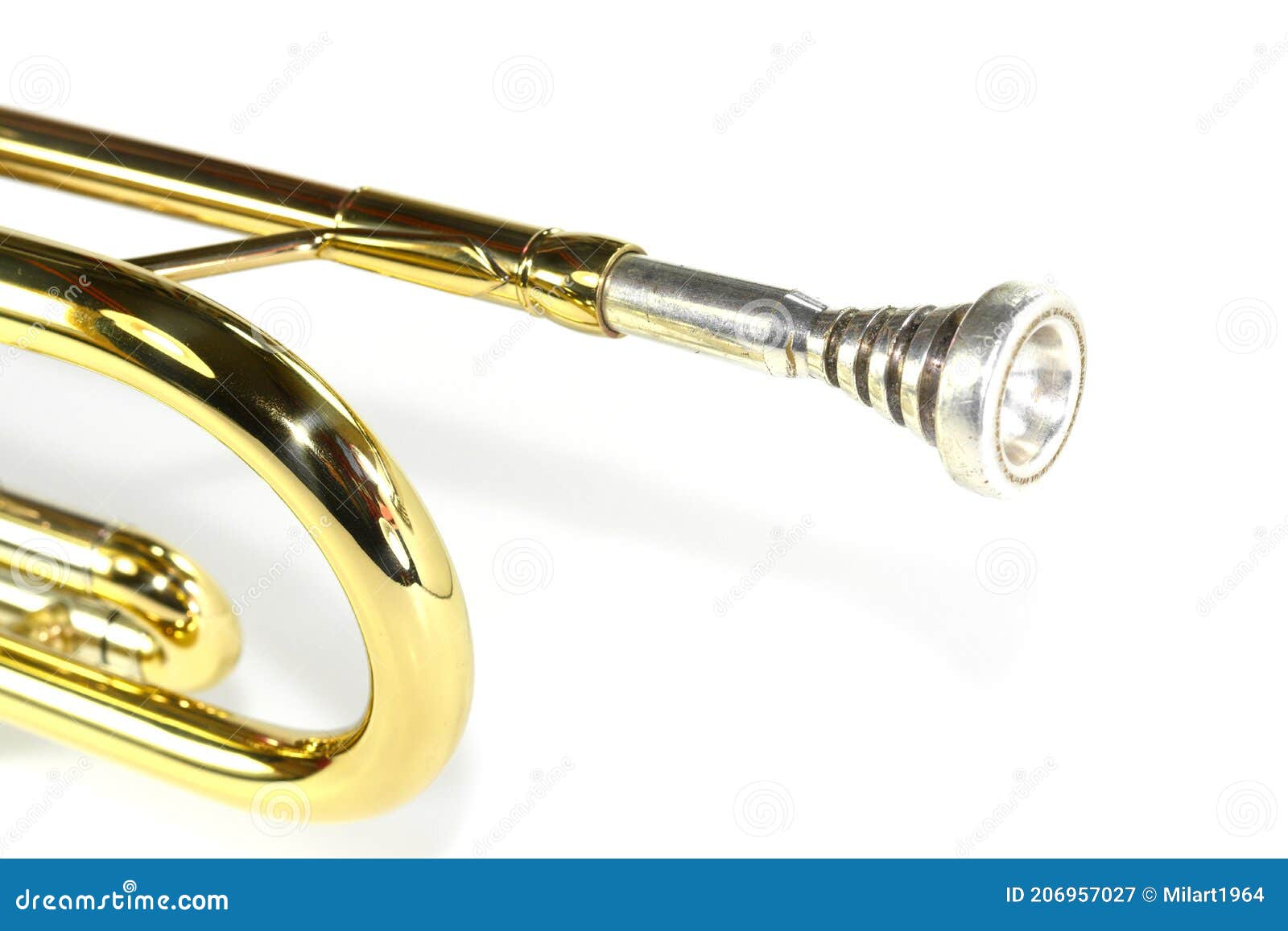 Trumpet Isolated on a White Stock Image - Image of arts, brassy: 206957027