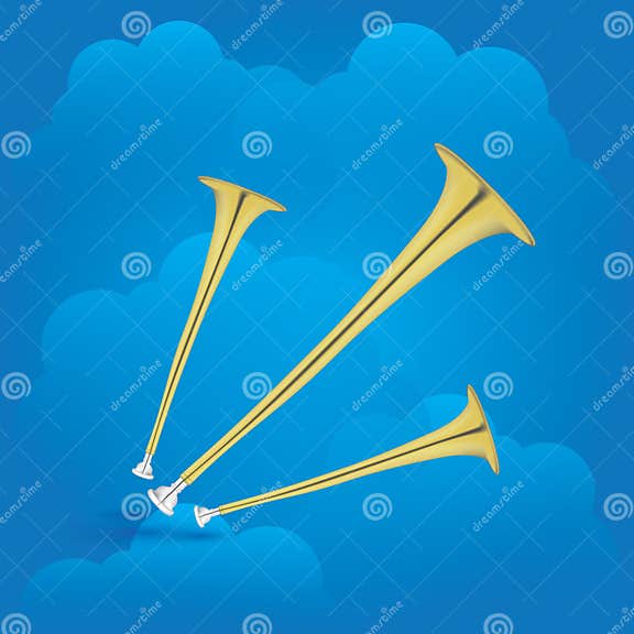 Trumpets on Cloud Background. Vector Illustration Decorative Design ...