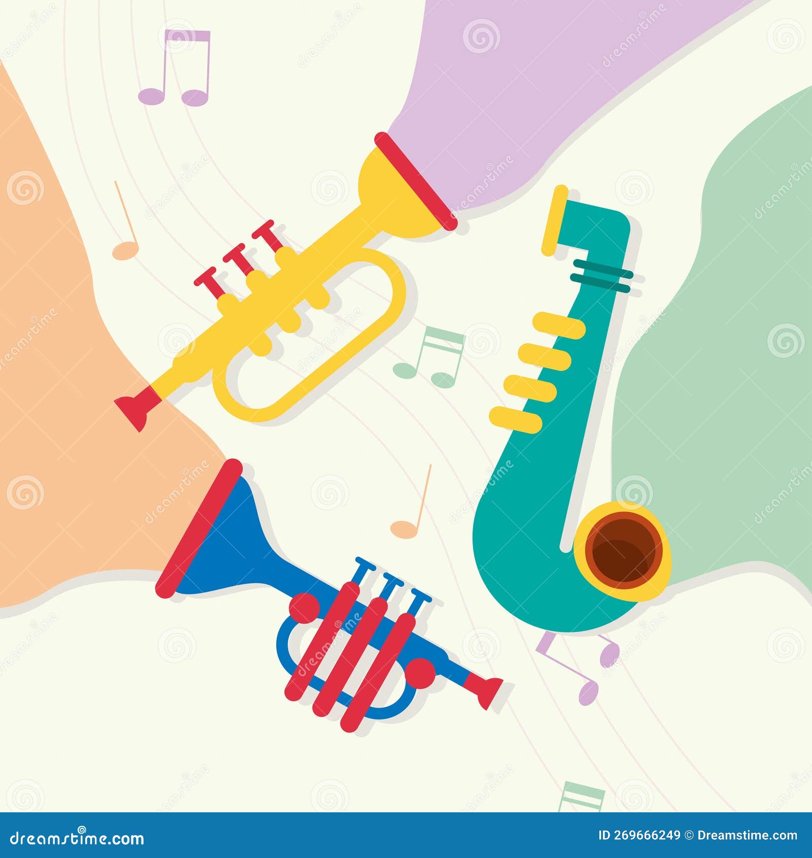 Trumpets and Saxophone Instruments Stock Vector - Illustration of play ...