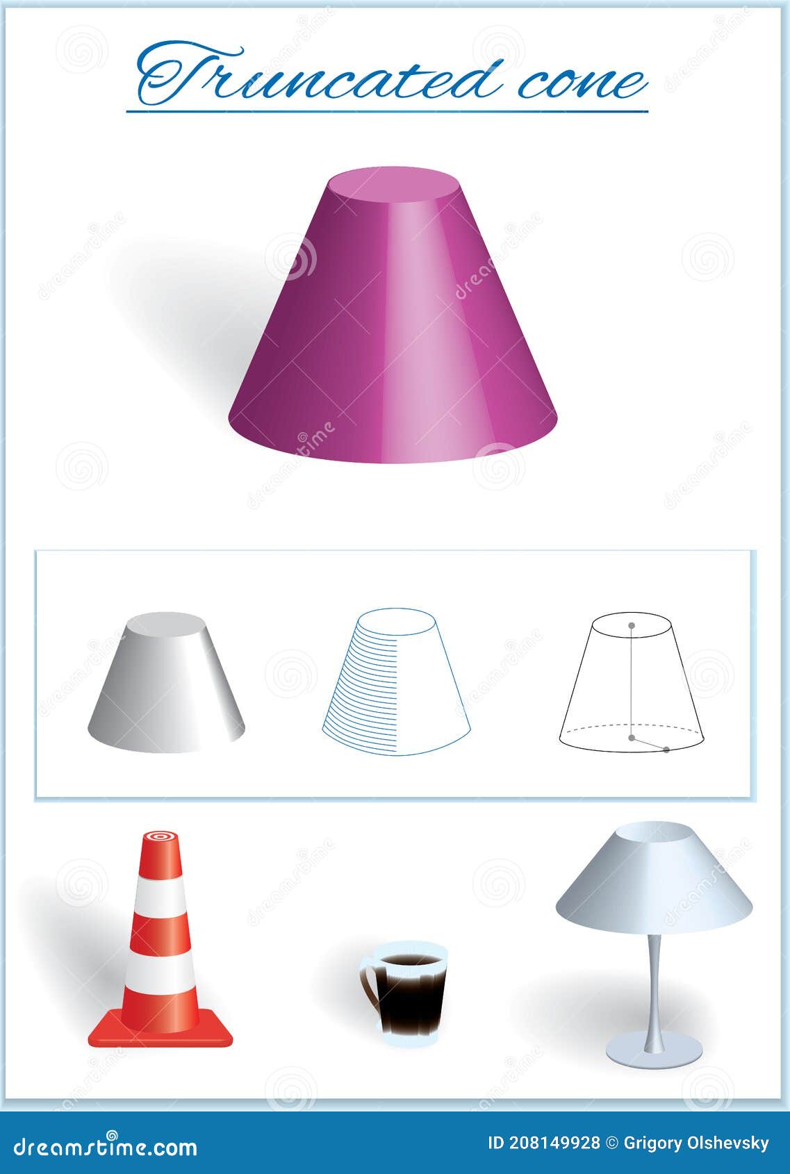 Truncated Cone. Image of Volumetric Geometrical Figure with Examples of ...
