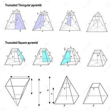 Truncated Square and Truncated Triangular Pyramids Stock Vector - Illustration of ratio, objects ...