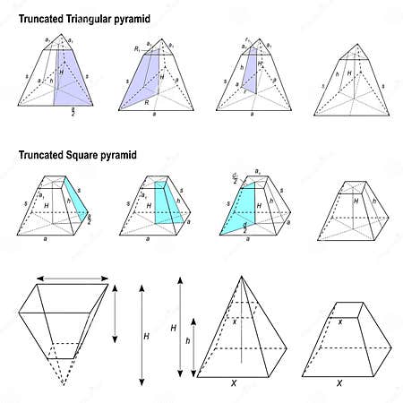 Truncated Square and Truncated Triangular Pyramids Stock Vector ...