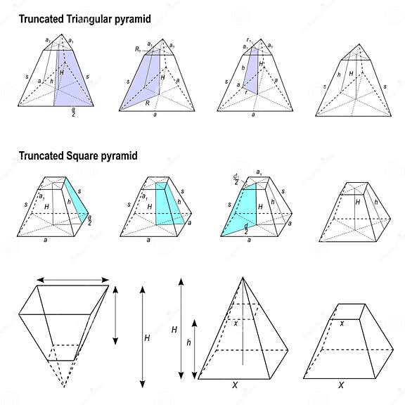 Truncated Square and Truncated Triangular Pyramids Stock Vector - Illustration of ratio, objects ...