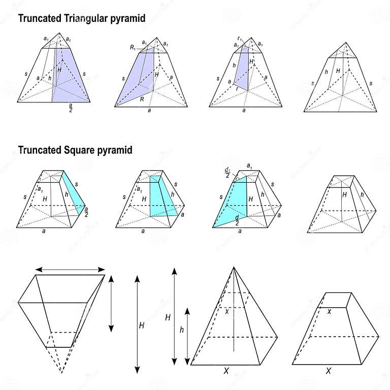 Truncated Square and Truncated Triangular Pyramids Stock Vector ...
