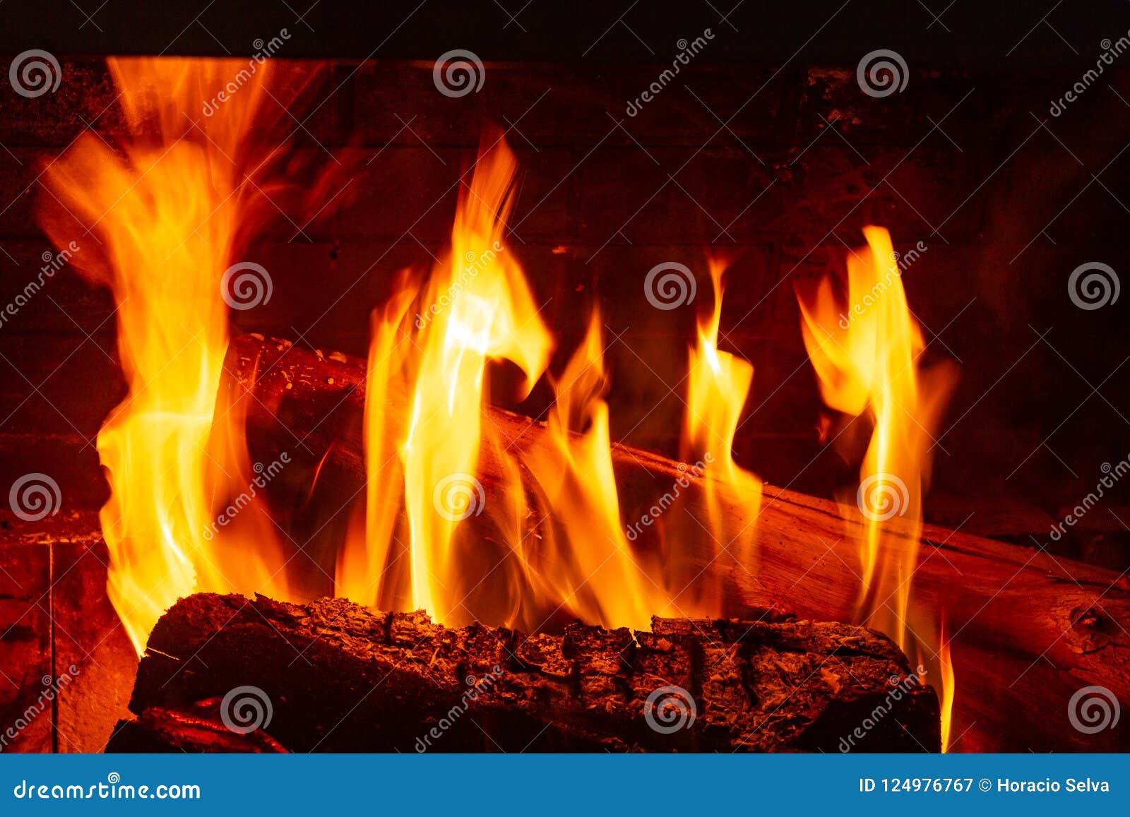 Trunk Burning in Flames in a Fireplace Stock Image - Image of winter ...