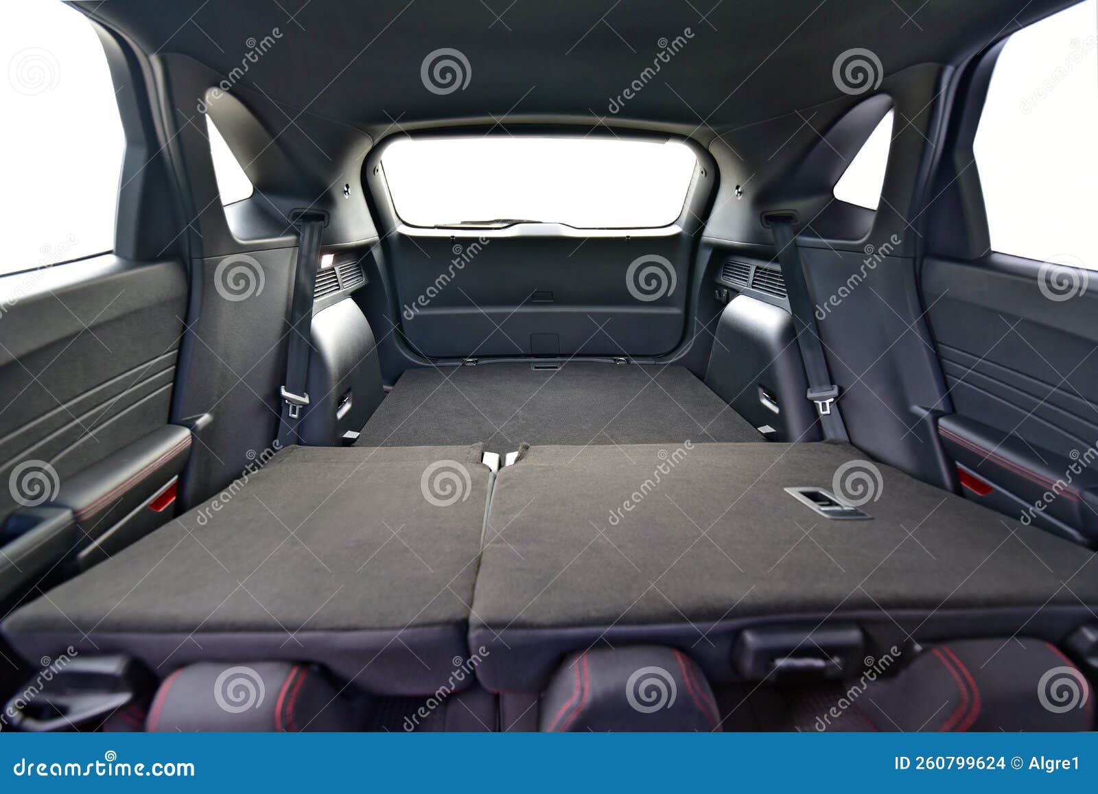 Trunk of Car with Rear Seats Folded, Inside View Stock Photo - Image of ...