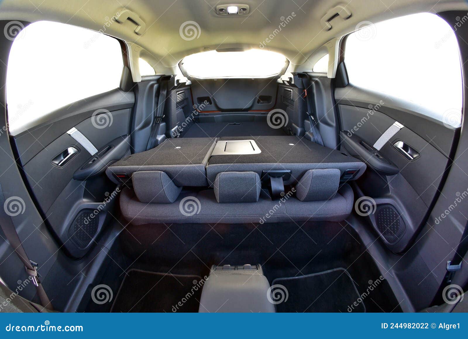 Trunk of Car with Rear Seats Folded, Inside View Stock Photo - Image of ...