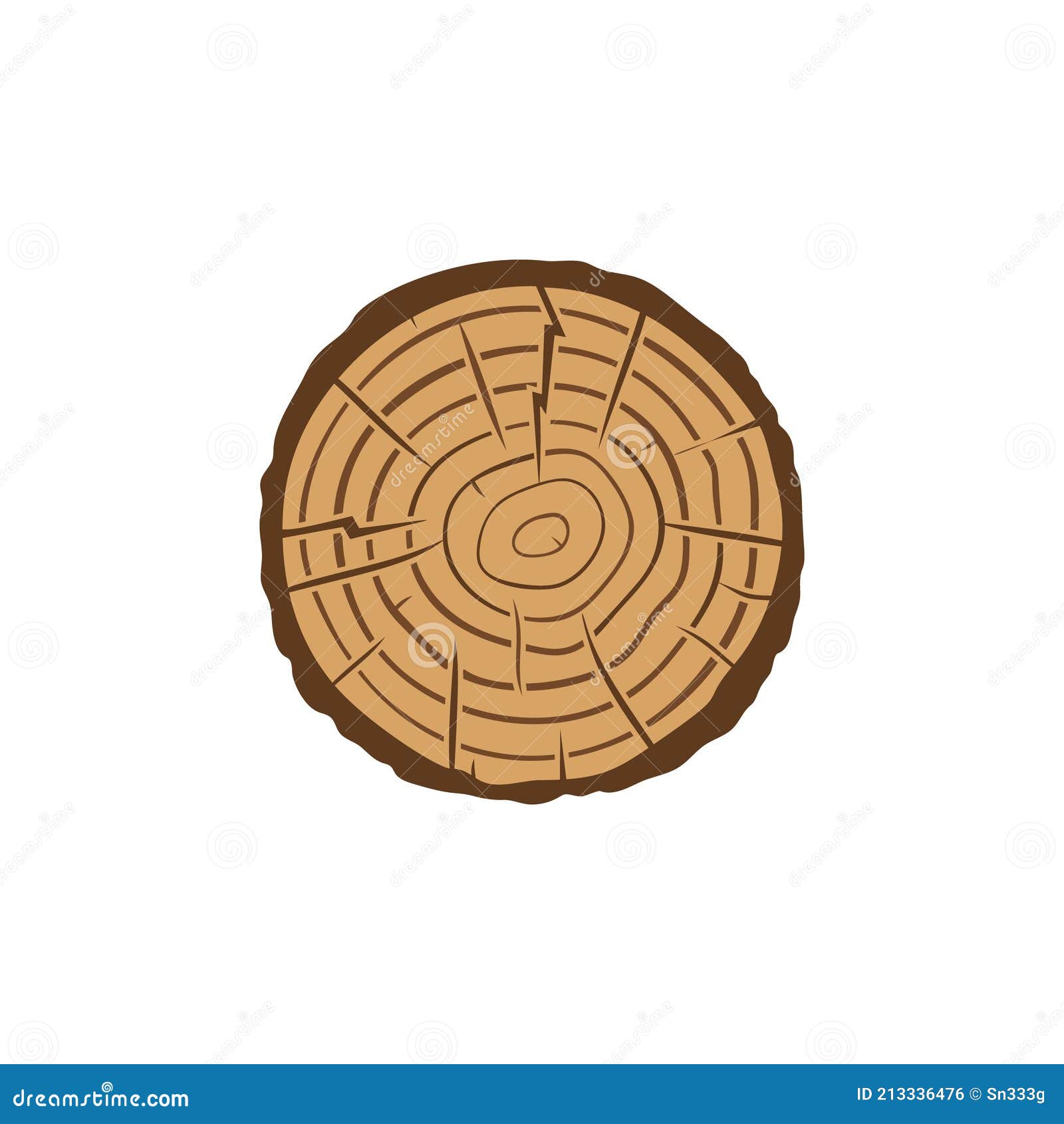 Trunk Cross Section with Tree Rings Vector Colored Icon Stock Vector ...