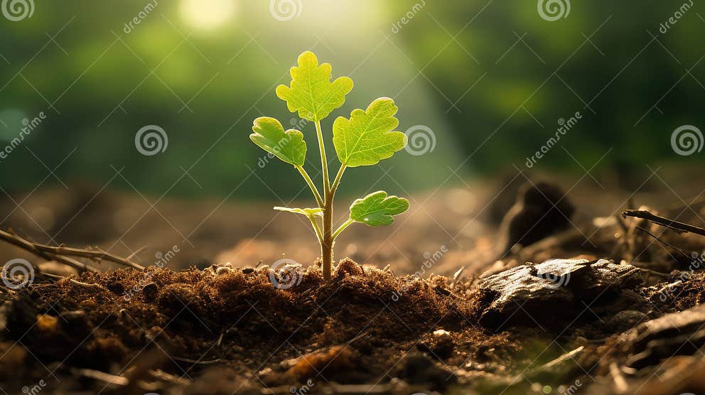 Trunk oak tree sapling stock illustration. Illustration of bark - 327533843