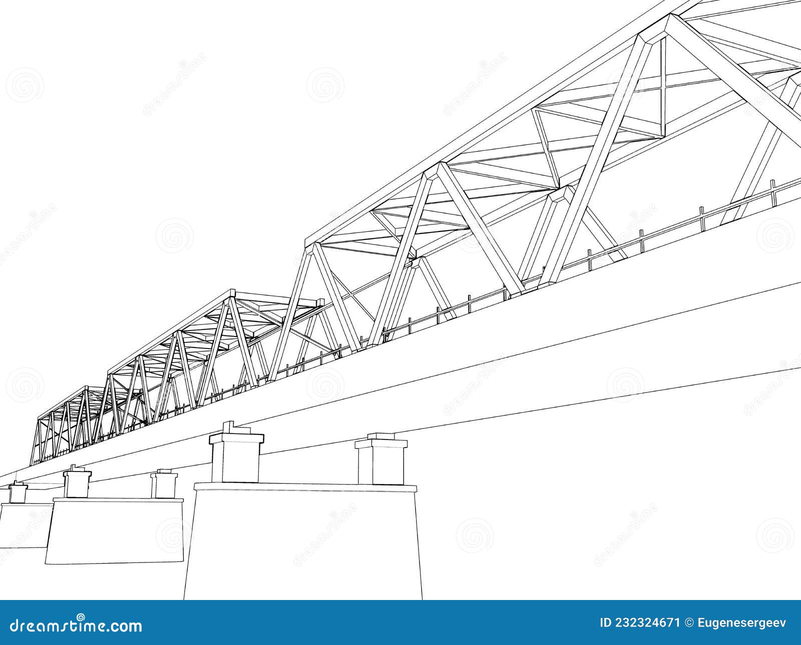 Truss Bridge Model Fragment. Outline Frame Model Stock Illustration ...