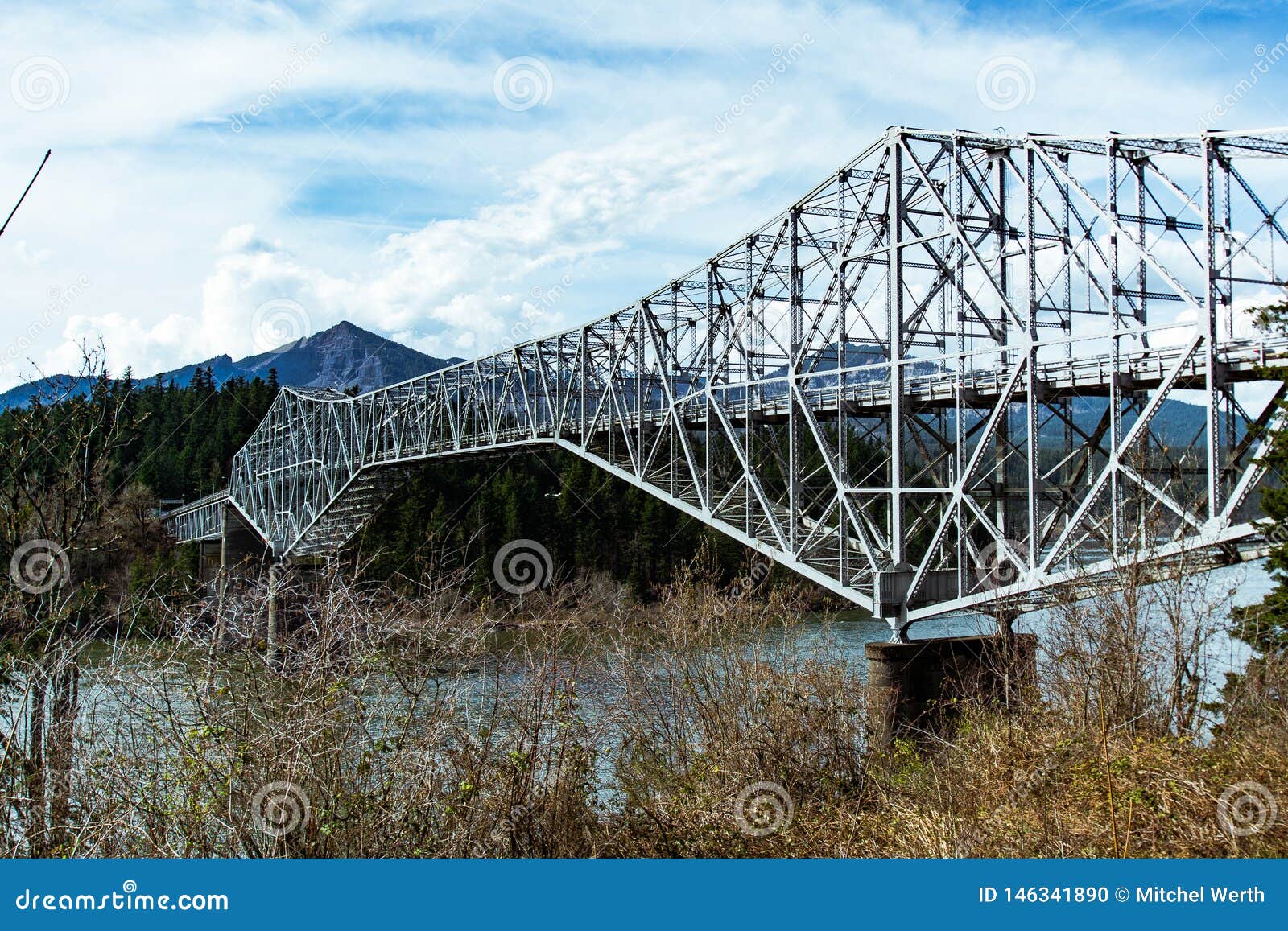 Truss Bridge Over a River stock photo. Image of angle - 146341890
