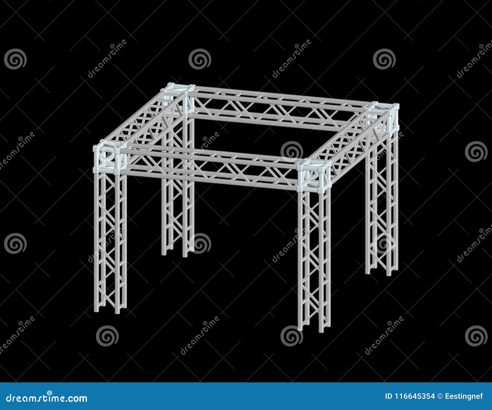 Truss Construction. Isolated on Black Background. 3D Vector ...
