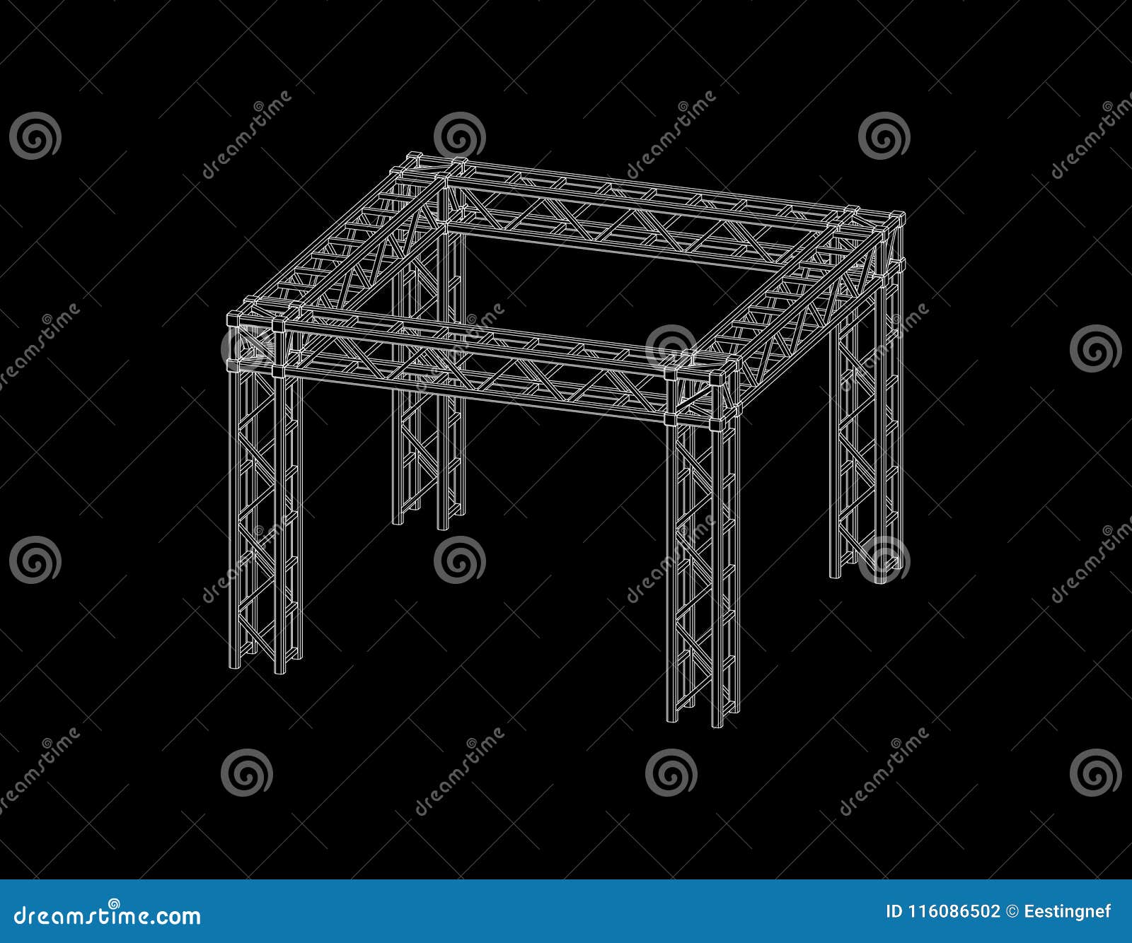 Truss Construction. Isolated on Black Background Stock Vector ...