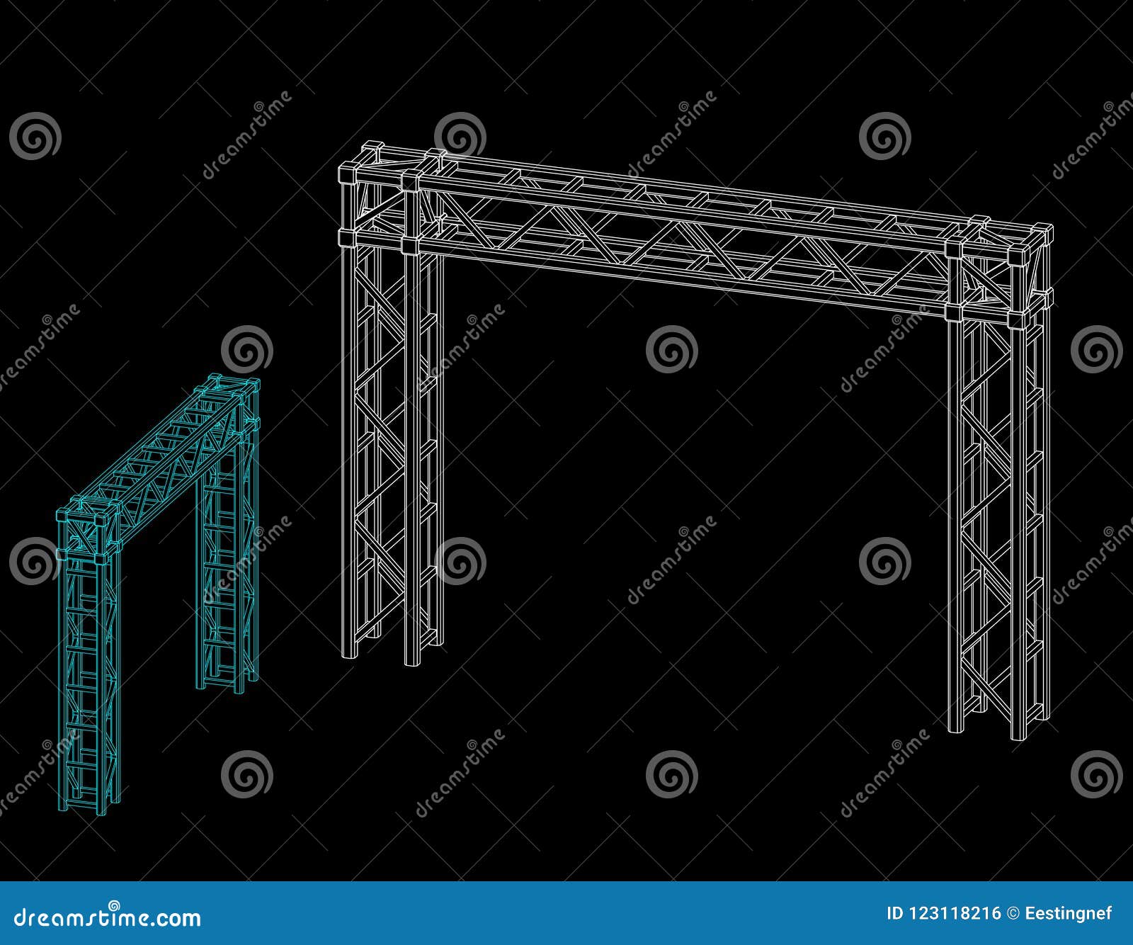Truss Construction. Isolated on Black Background Stock Vector ...