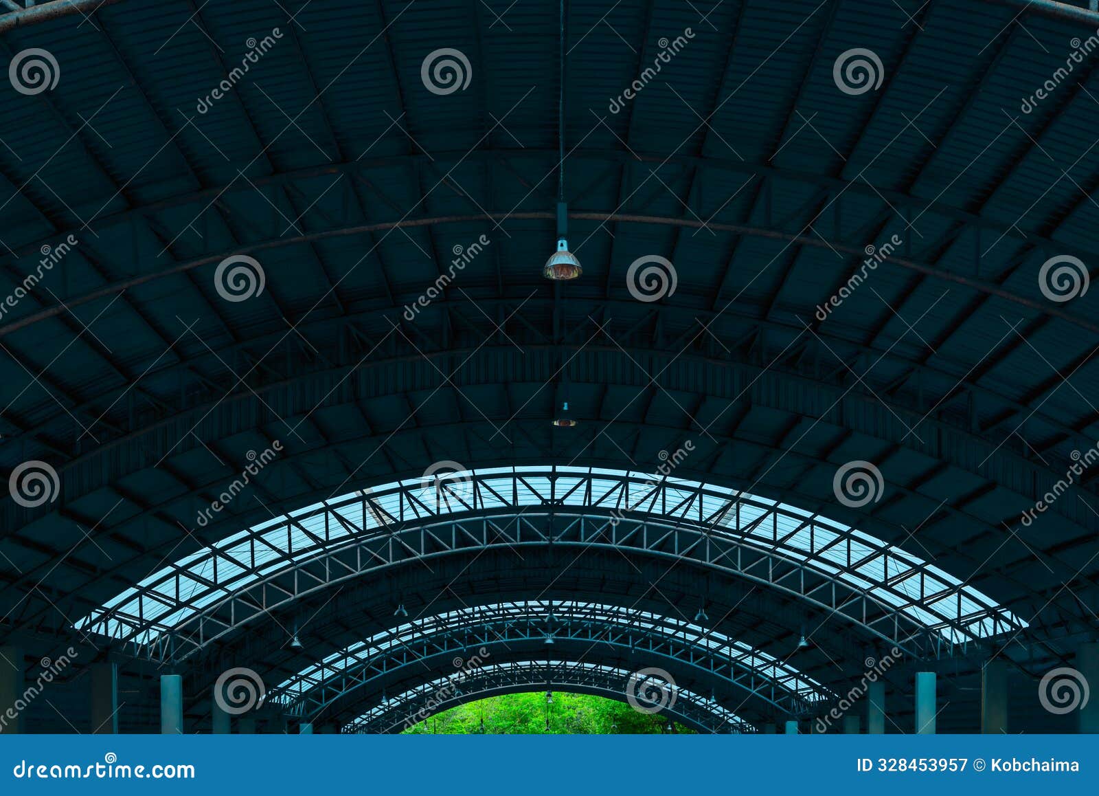 Truss Curved Roof with Skylight Stock Image - Image of iron, forest ...