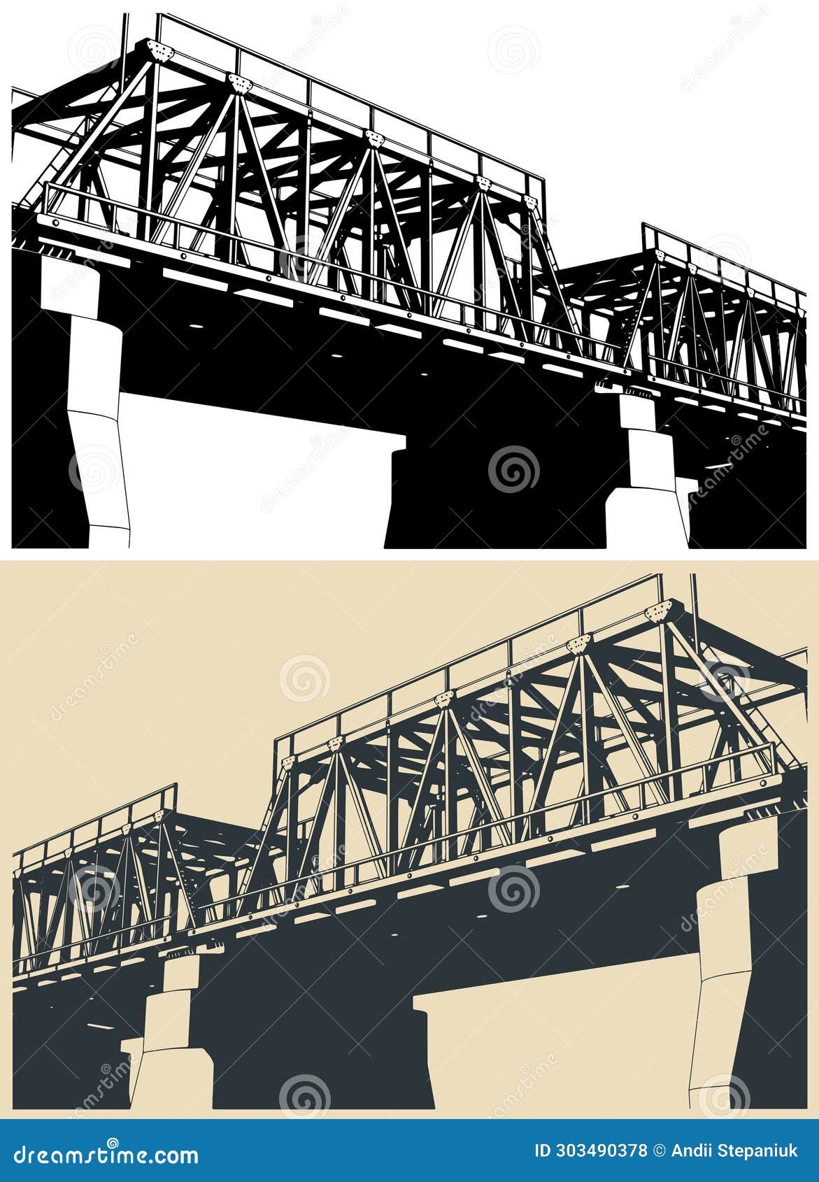 Truss railway bridge stock photo. Image of beam, drawings - 303490378