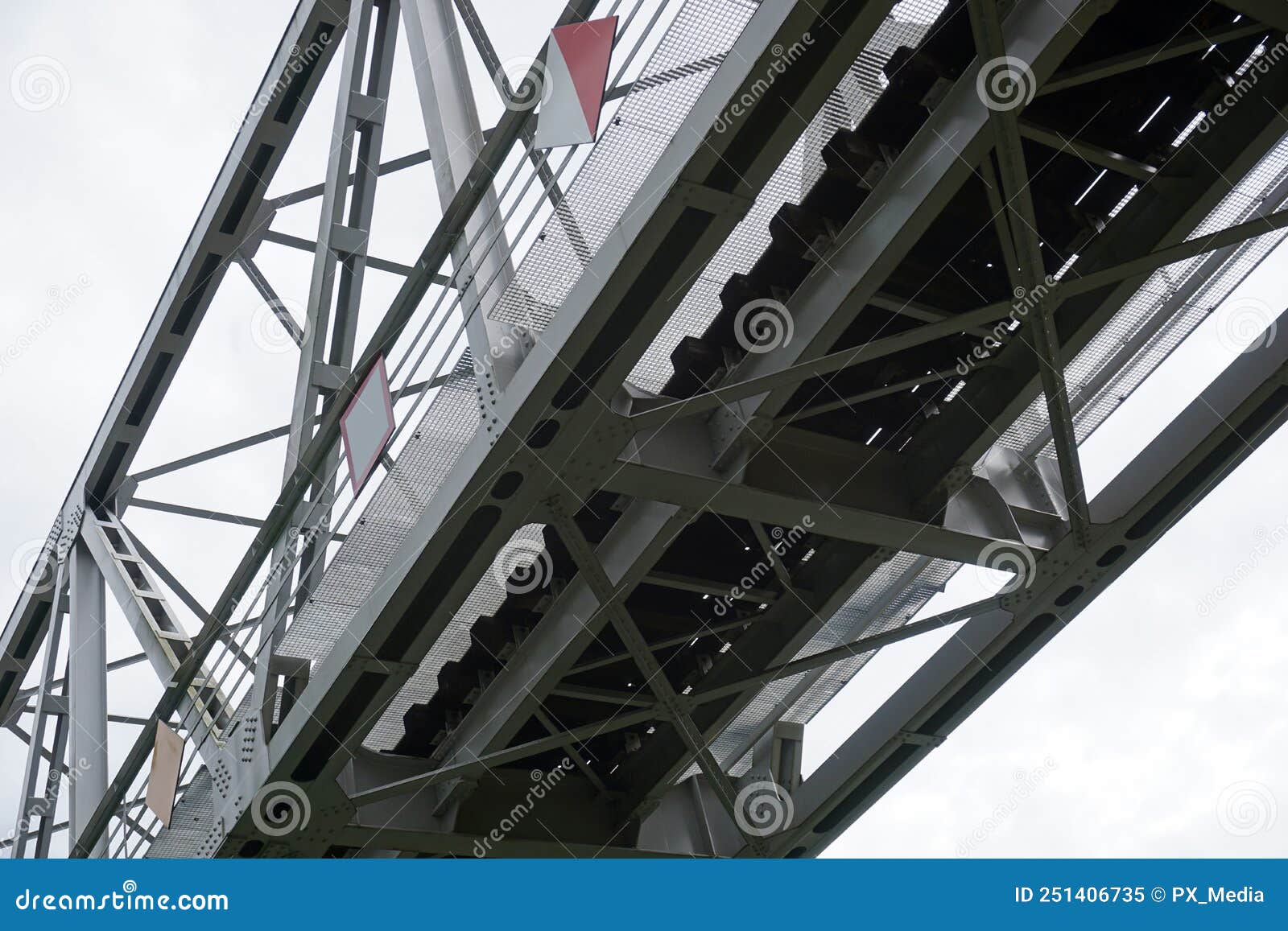 Truss Train Bridge - View from Below. Stock Image - Image of structure ...