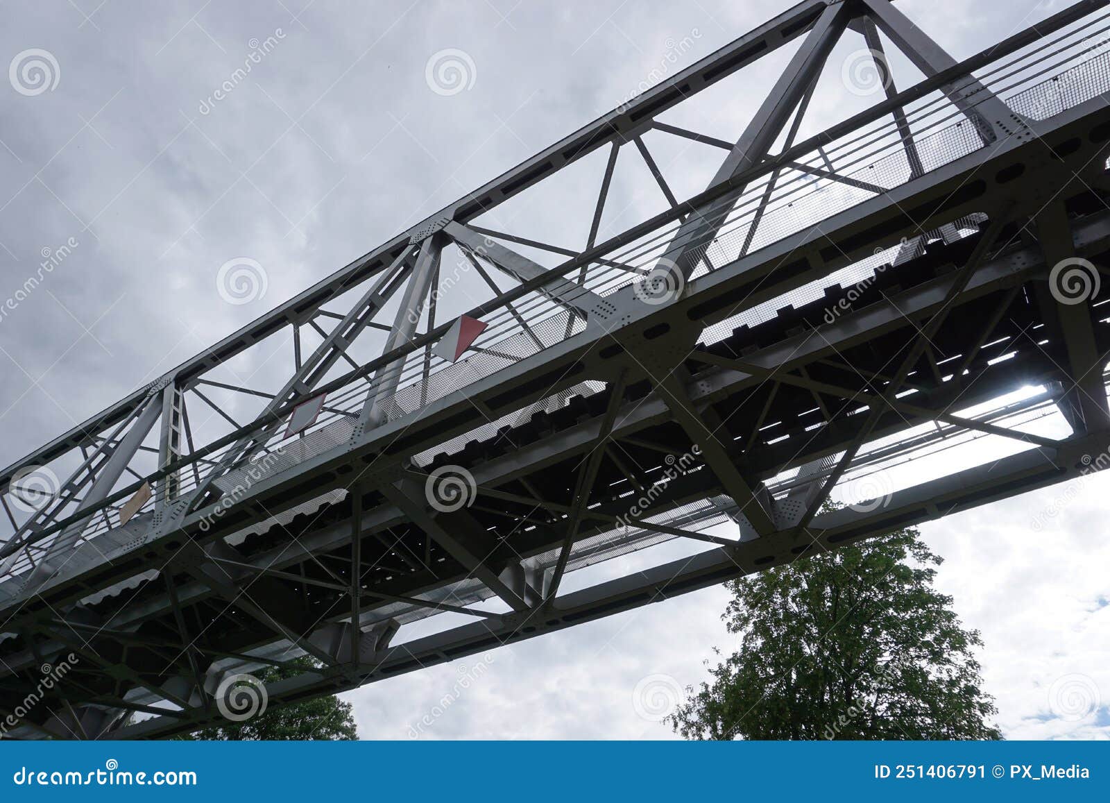 Truss Train Bridge - View from Below Stock Image - Image of grid ...