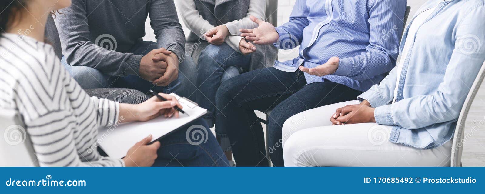 Trust Circle. Group of Unrecognizable People Sitting Together at ...