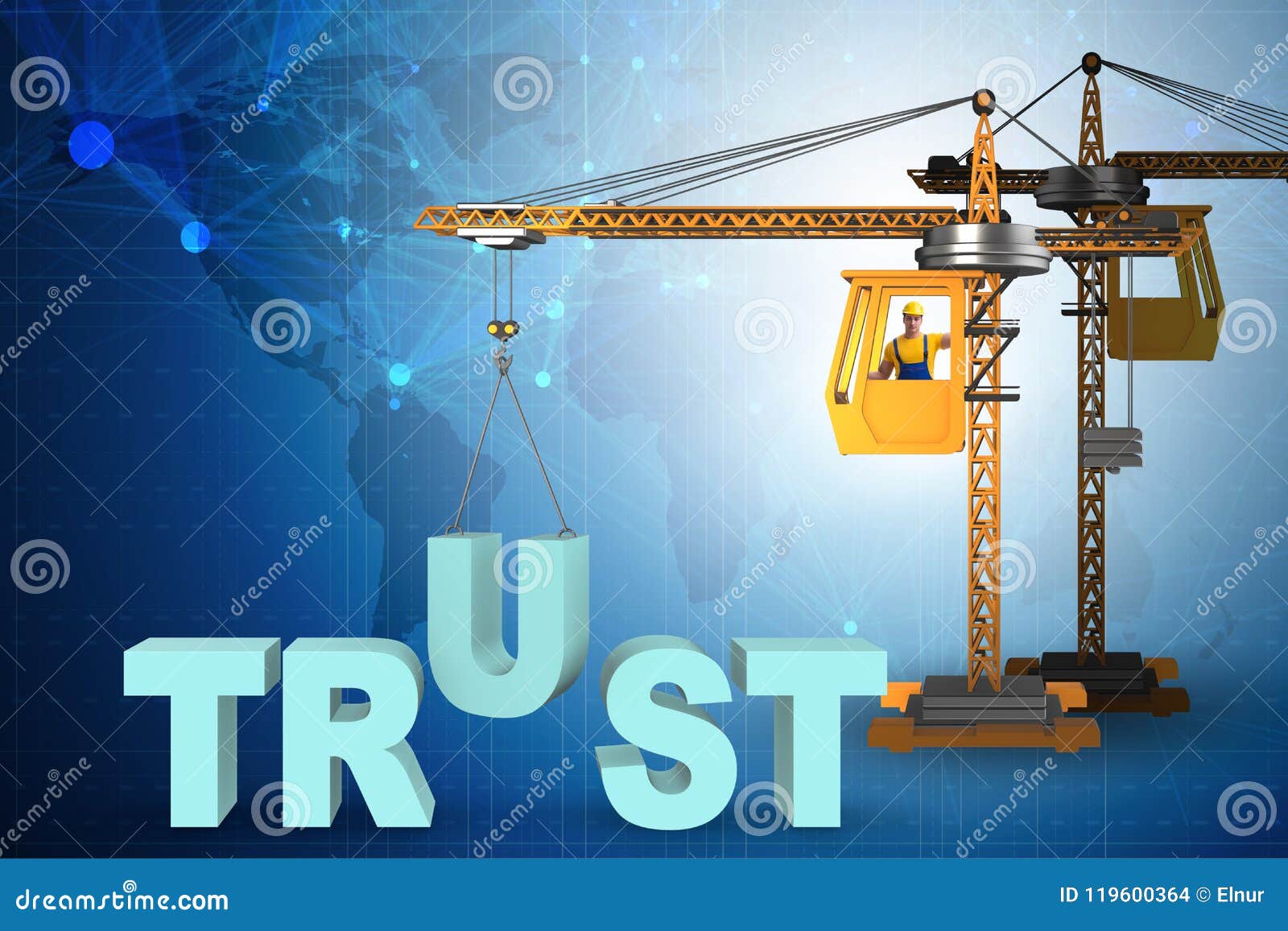 The Trust Concept with Crane and Words Stock Illustration ...