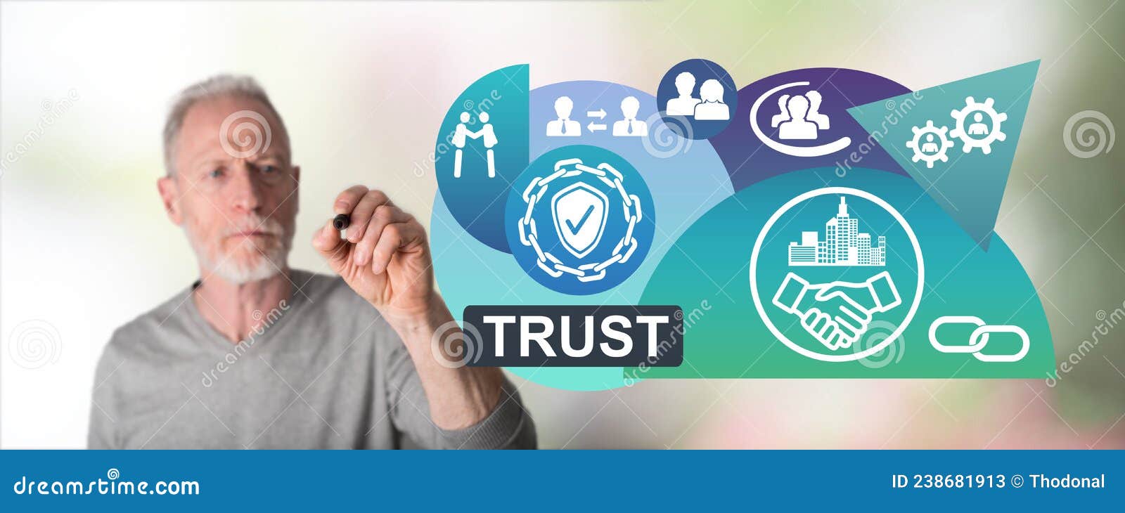 Man drawing trust concept stock image. Image of team - 238681913