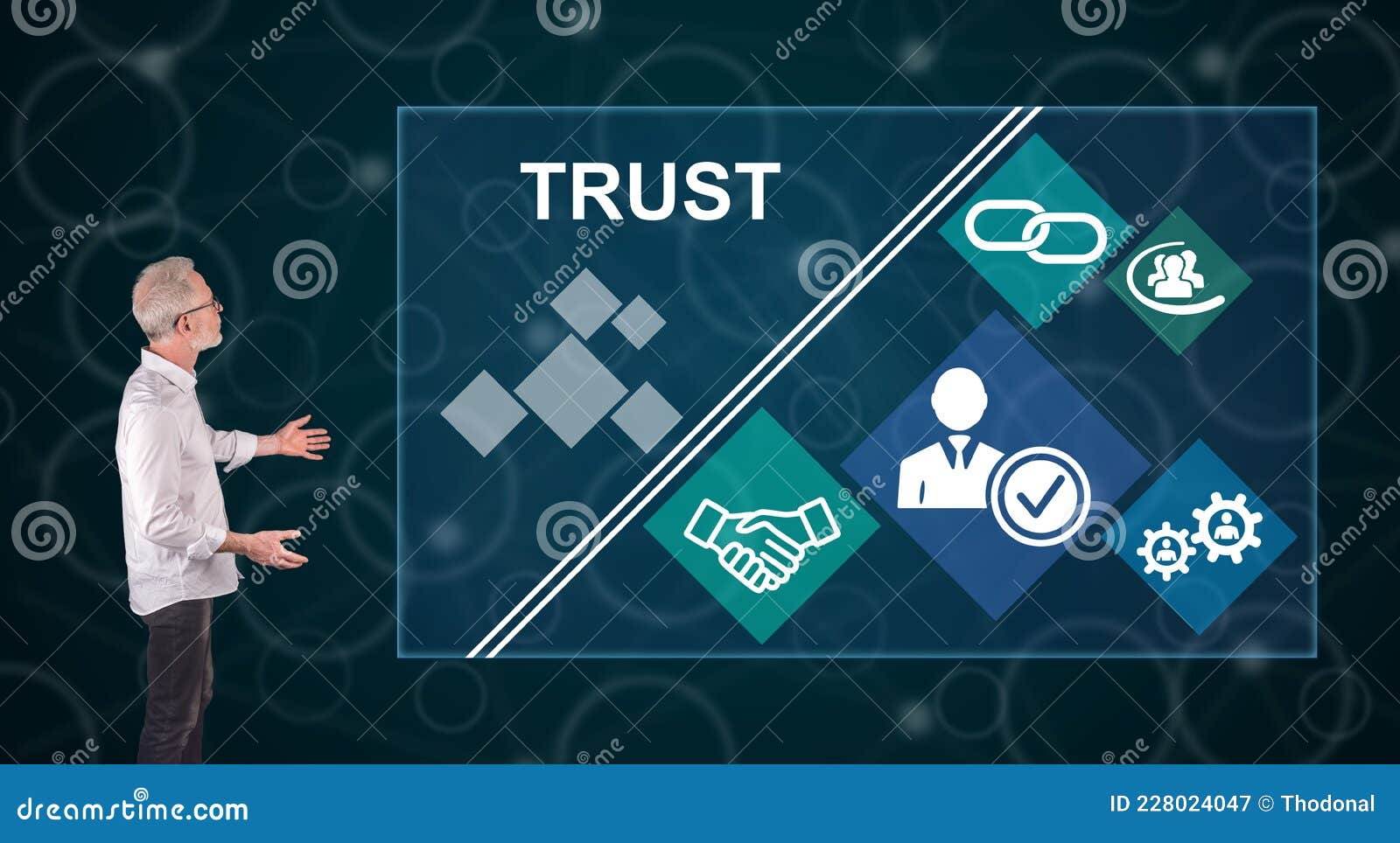 A Trust Concept Explained by a Businessman on a Wall Screen Stock Image ...