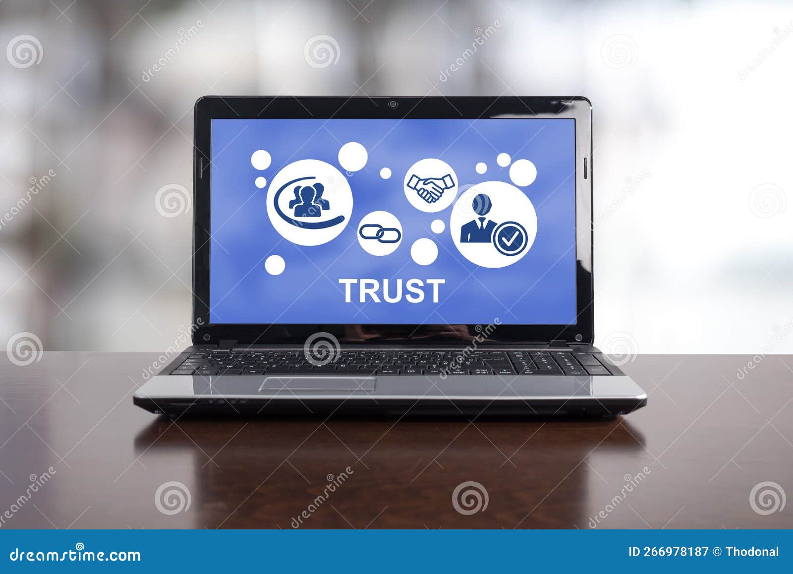 Trust concept on a laptop stock image. Image of laptop - 266978187