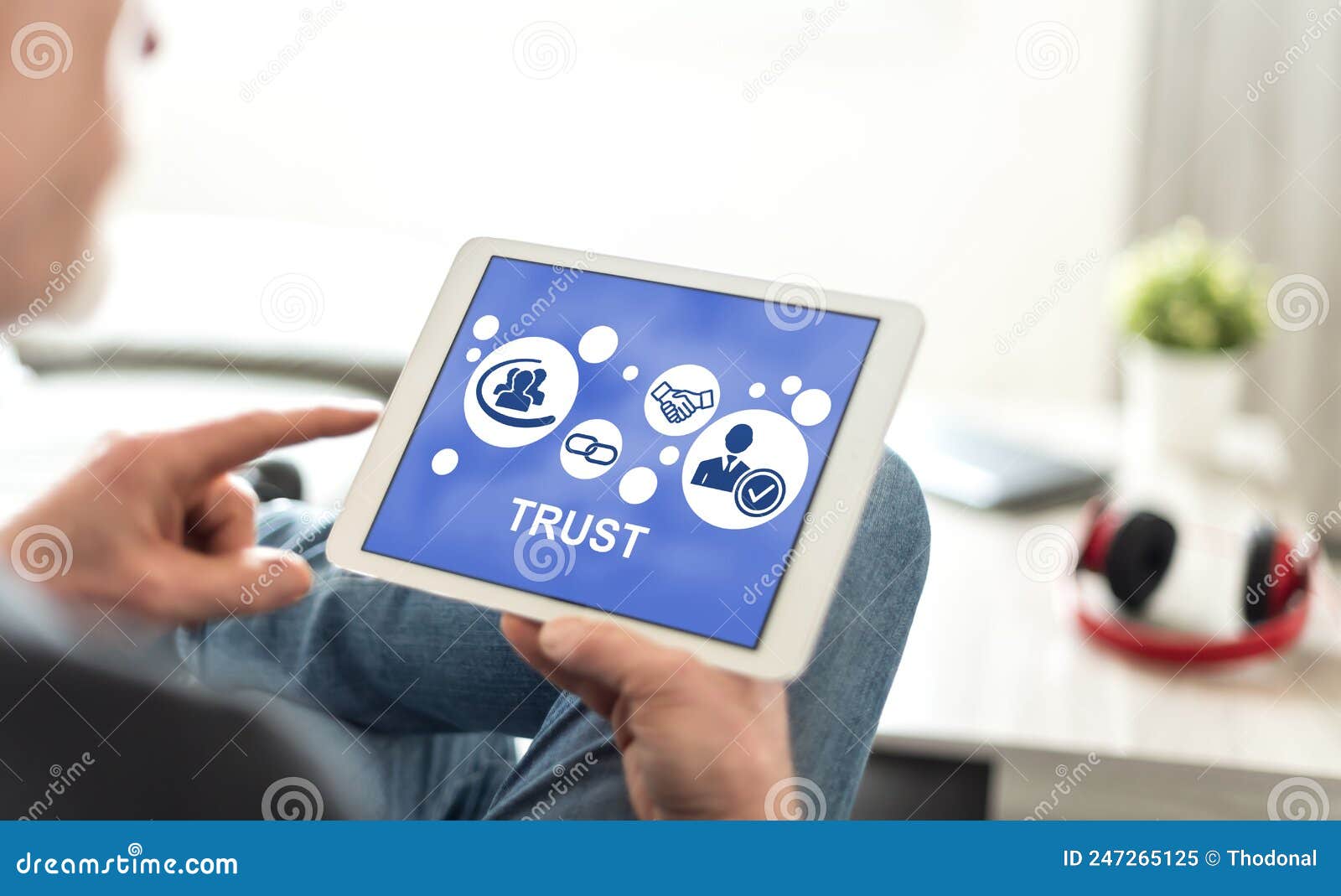 Trust concept on a tablet stock image. Image of business - 247265125