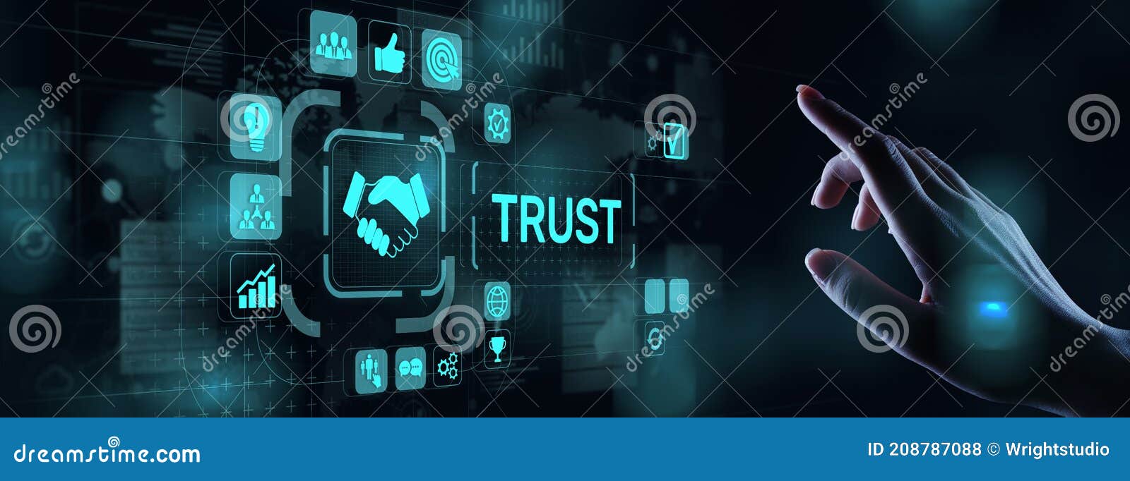 Trust Customer Relations Reliability Business Concept. Pointing and ...